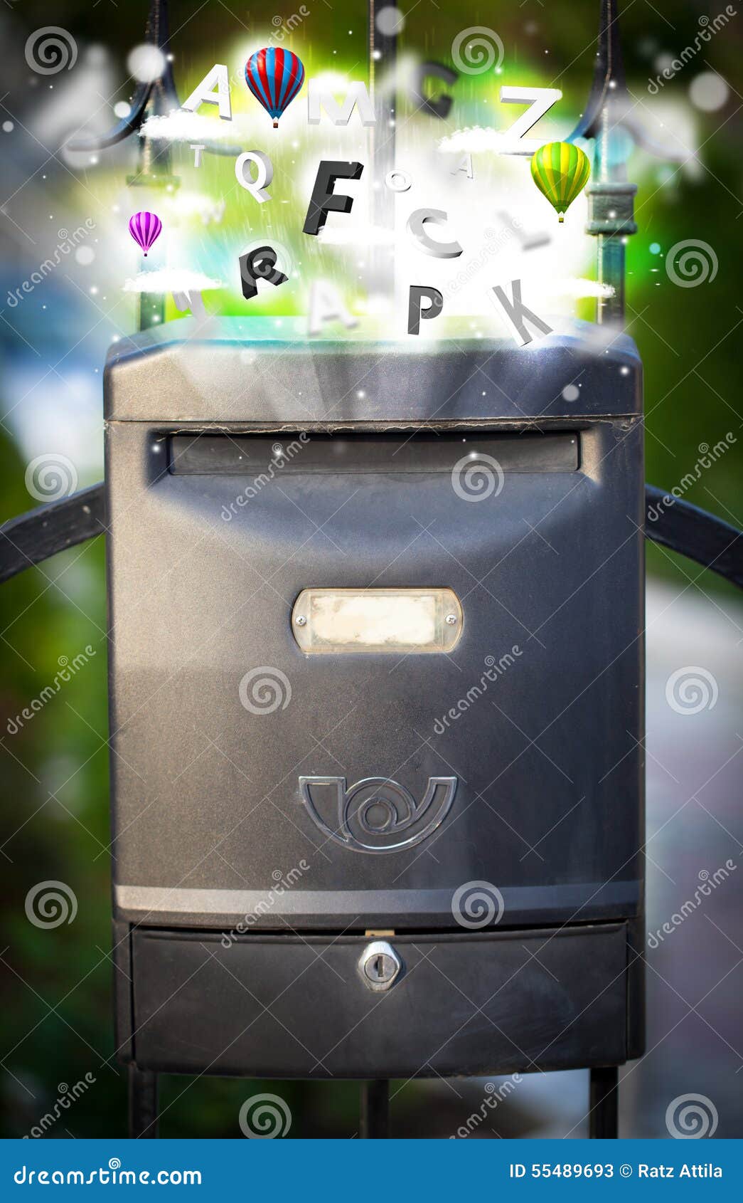 Post Box with Colorful Letters Stock Image - Image of post, card: 55489693
