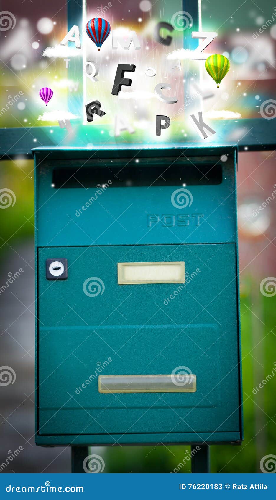 Post Box with Colorful Letters Stock Image - Image of balloon ...