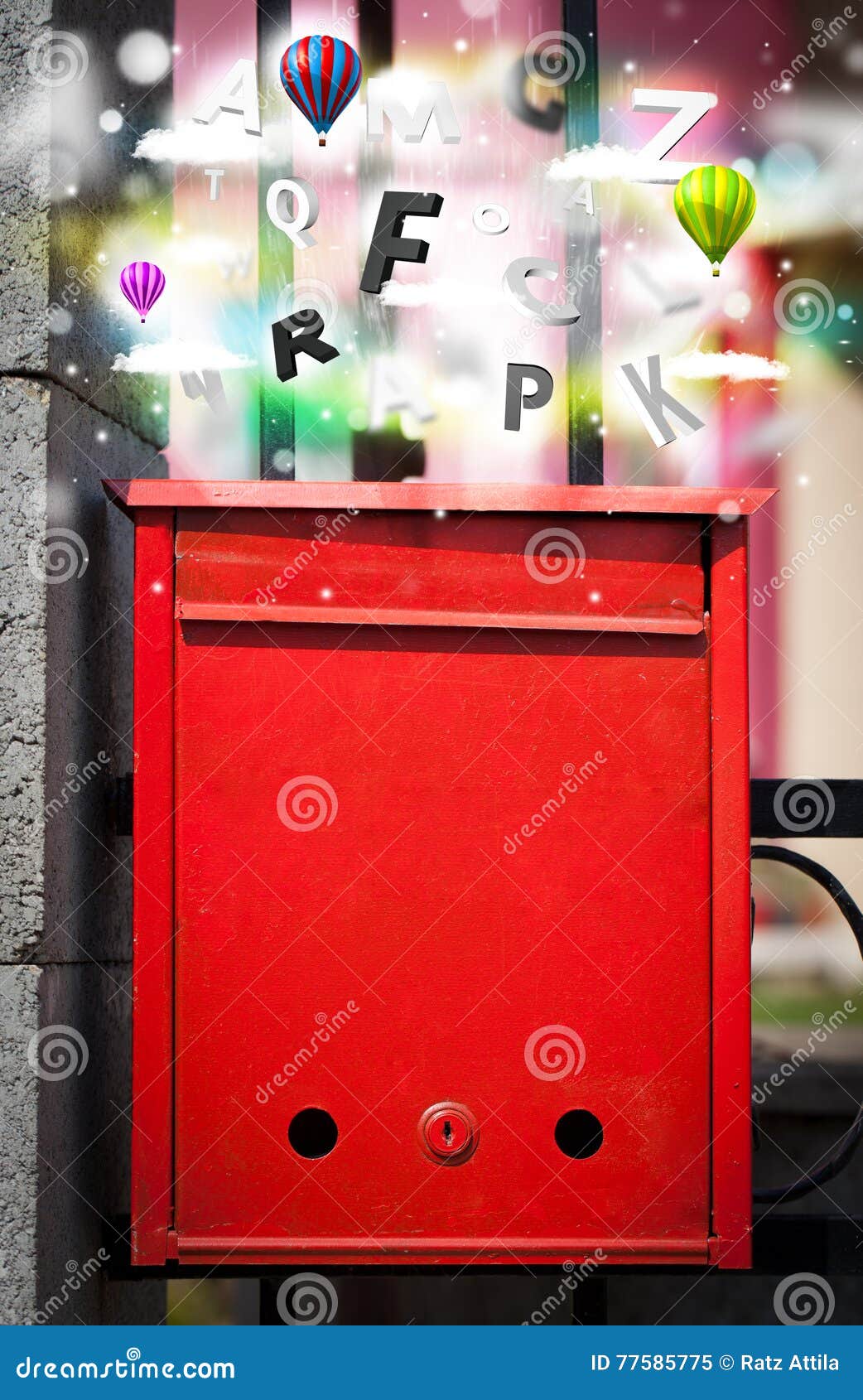 Post Box with Colorful Letters Stock Image - Image of message, package ...