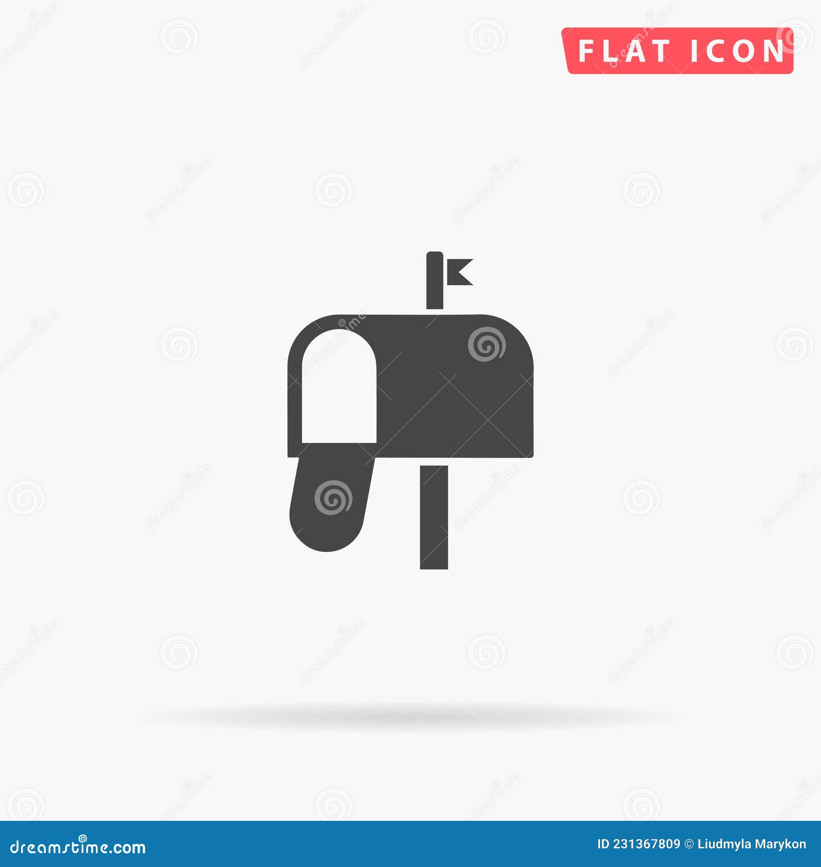 Post Box flat vector icon stock vector. Illustration of letter - 231367809
