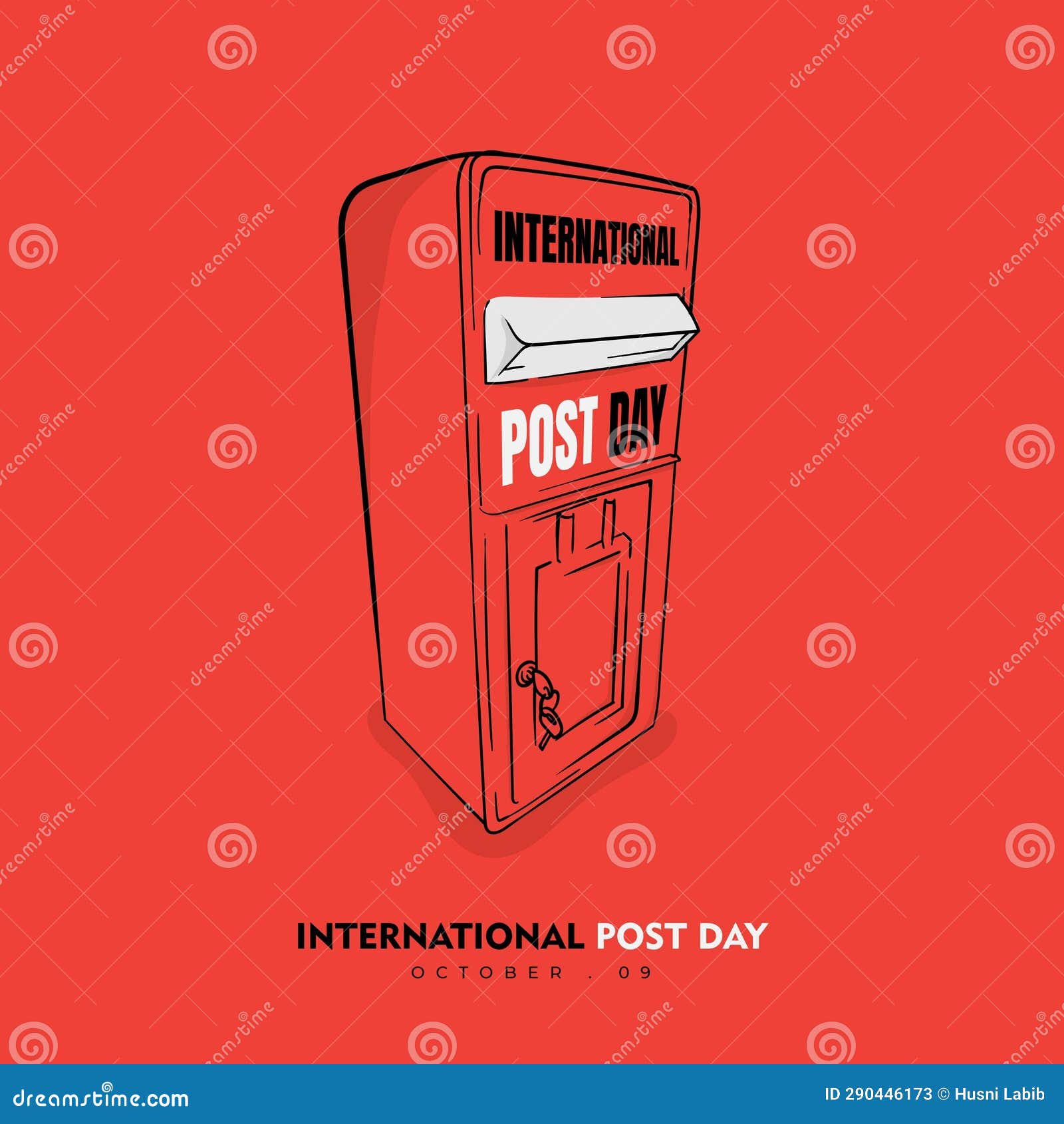 Post Box in Hand Drawn Template Design for International Post Day ...
