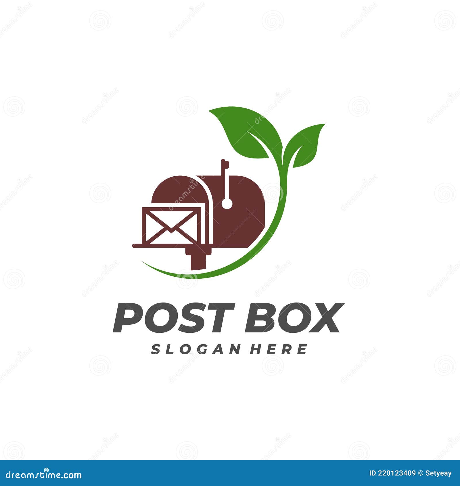 Post Box with Leaf Logo Vector Template, Creative Post Box Logo Design ...