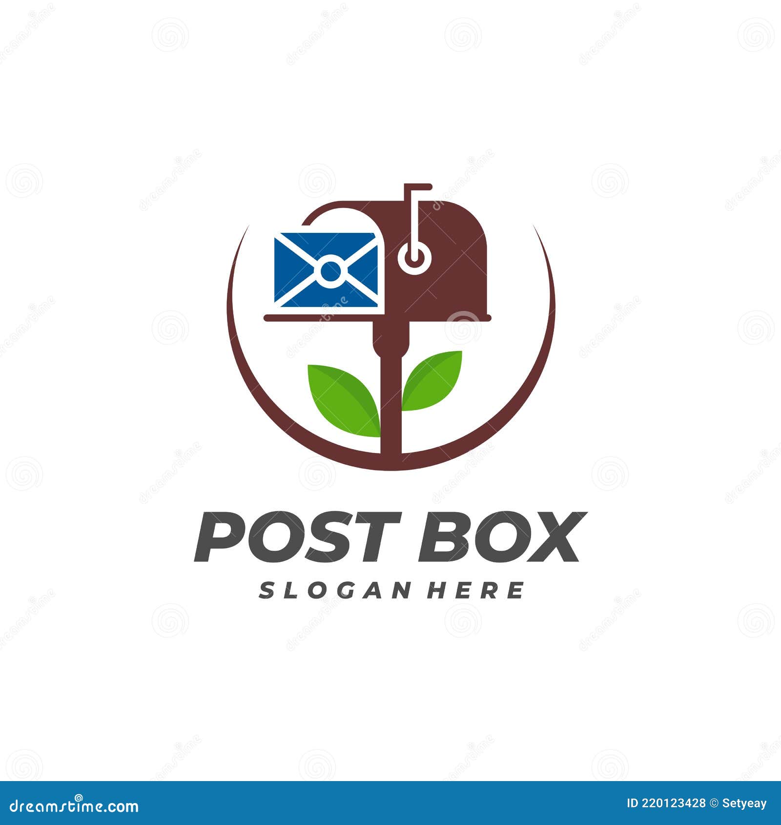 Post Box with Leaf Logo Vector Template, Creative Post Box Logo Design ...