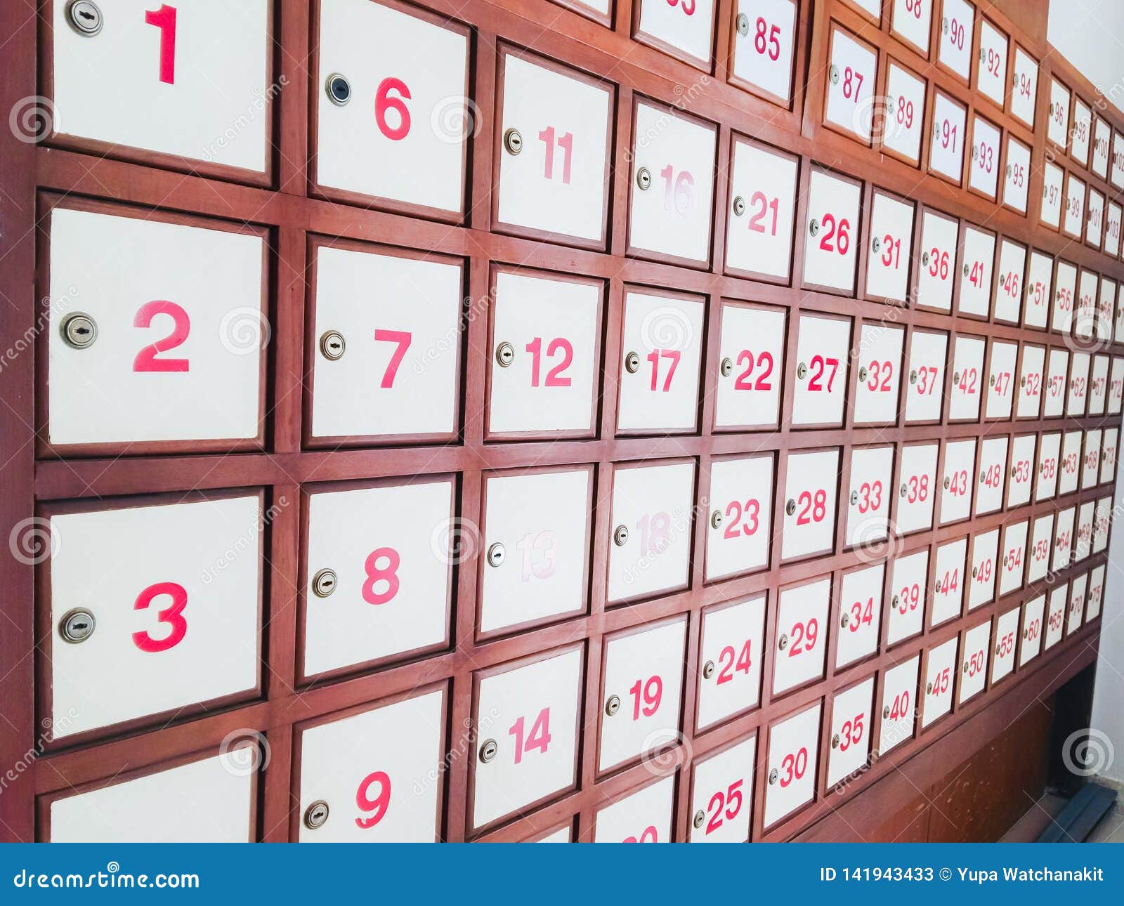 Post Box Line Up in Row with Number Stock Image - Image of delivery ...