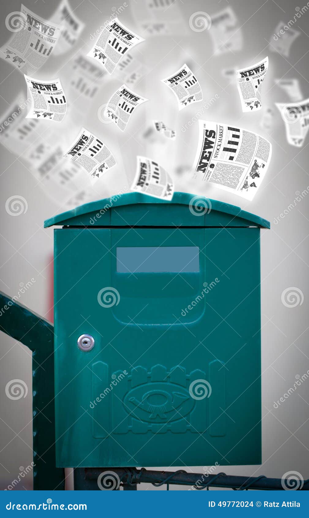 Post Box with daily Newspapers Flying Stock Photo - Image of mailbox ...