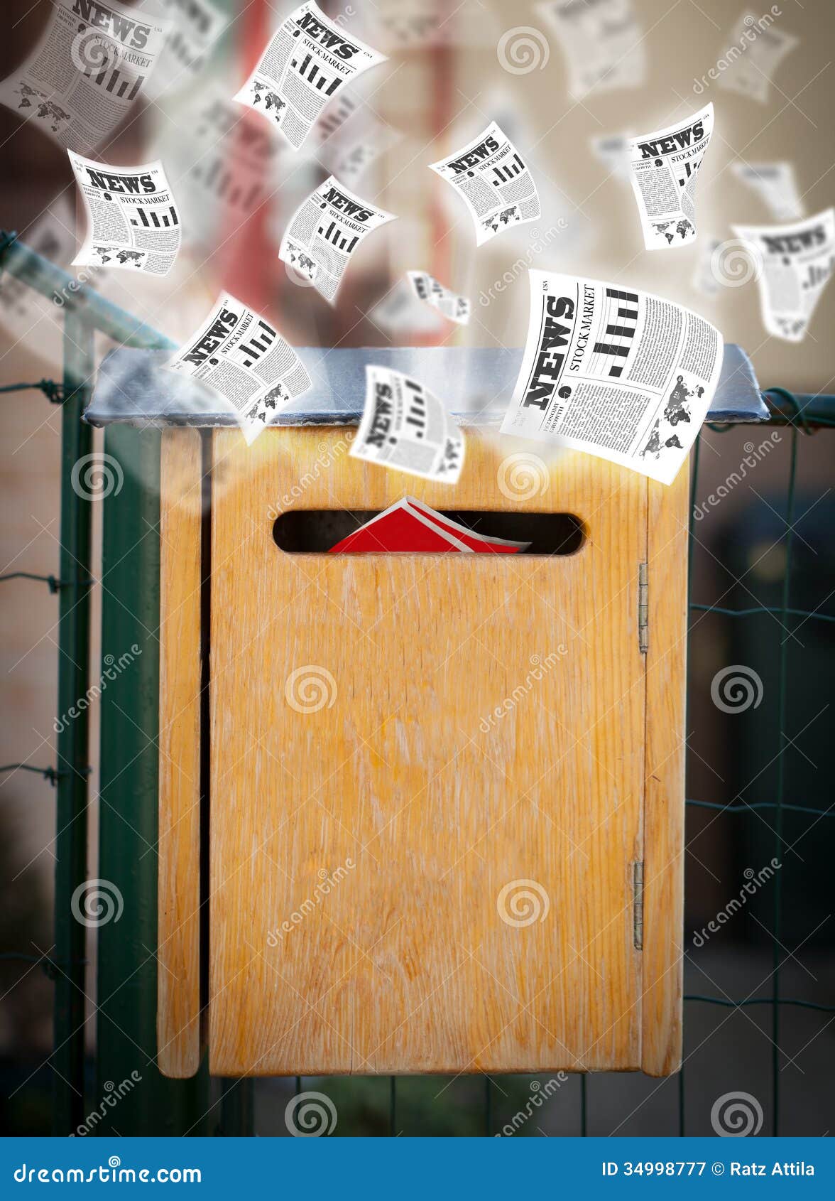 Post Box with daily Newspapers Flying Stock Image - Image of letters ...