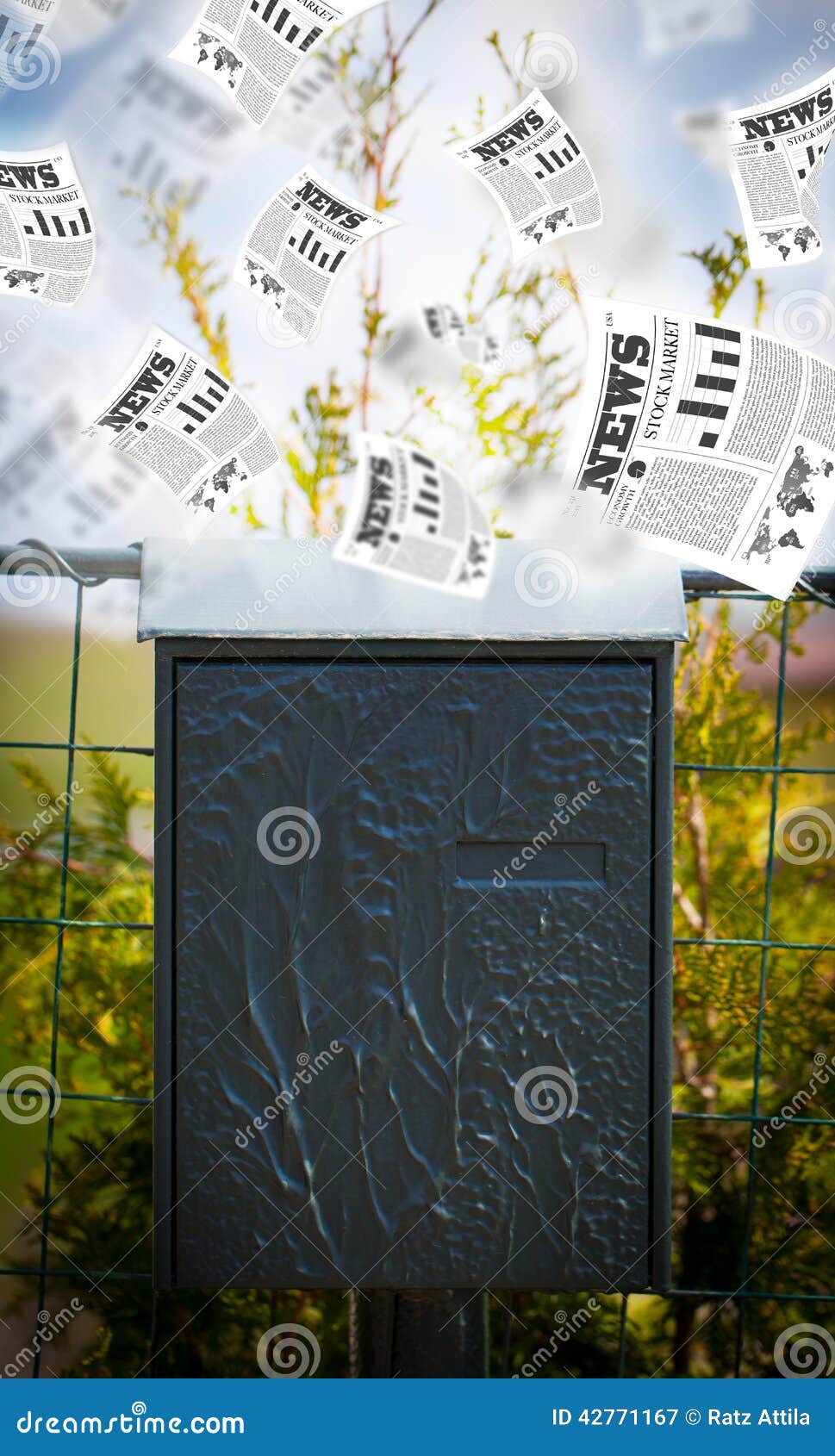 Post Box with daily Newspapers Flying Stock Image - Image of ...