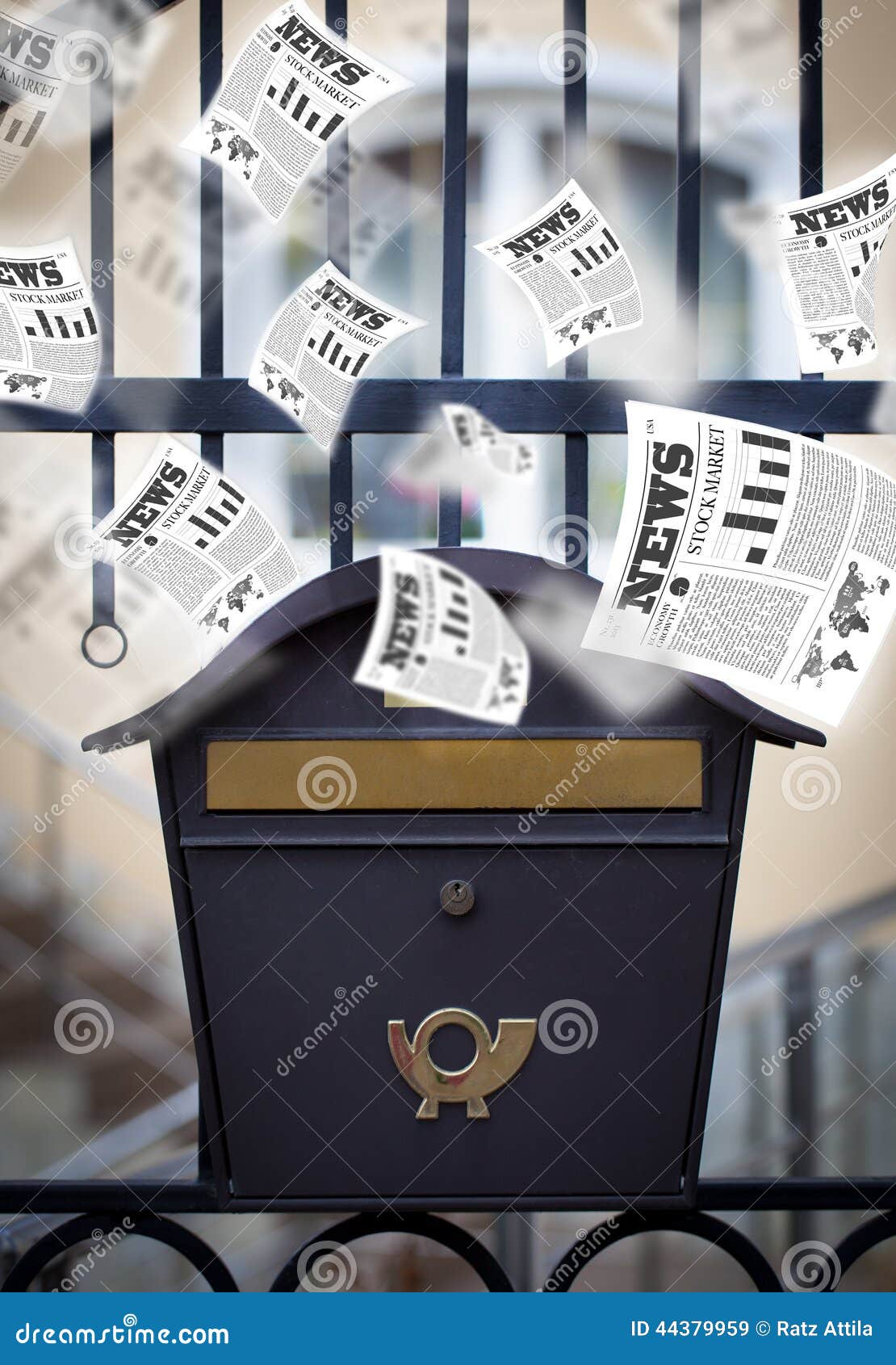 Post Box with daily Newspapers Flying Stock Image - Image of newspaper ...