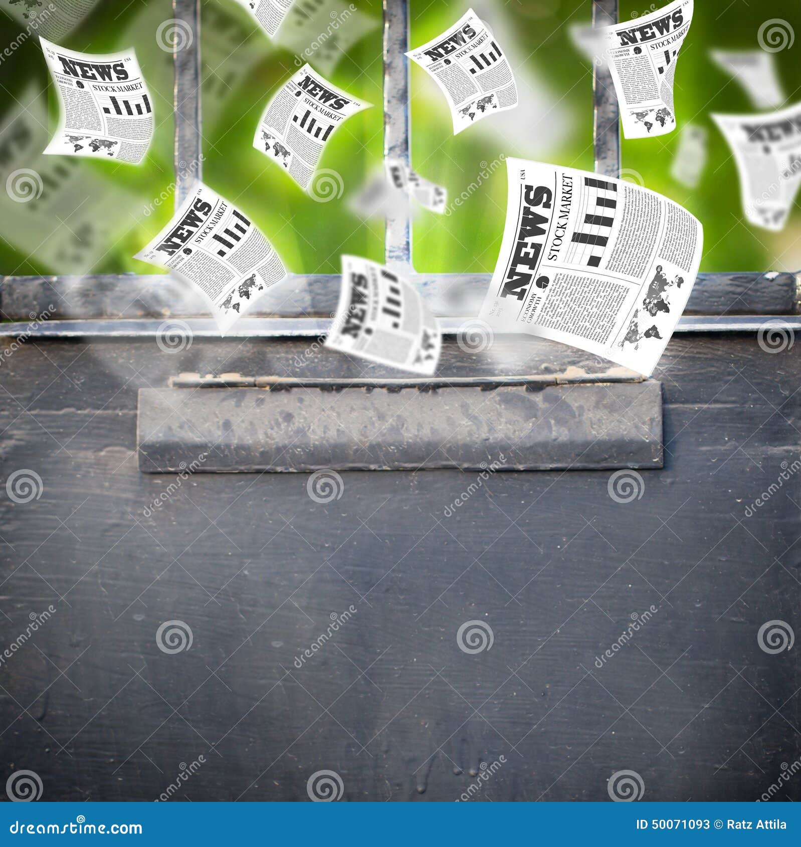 Post Box with daily Newspapers Flying Stock Image - Image of close ...