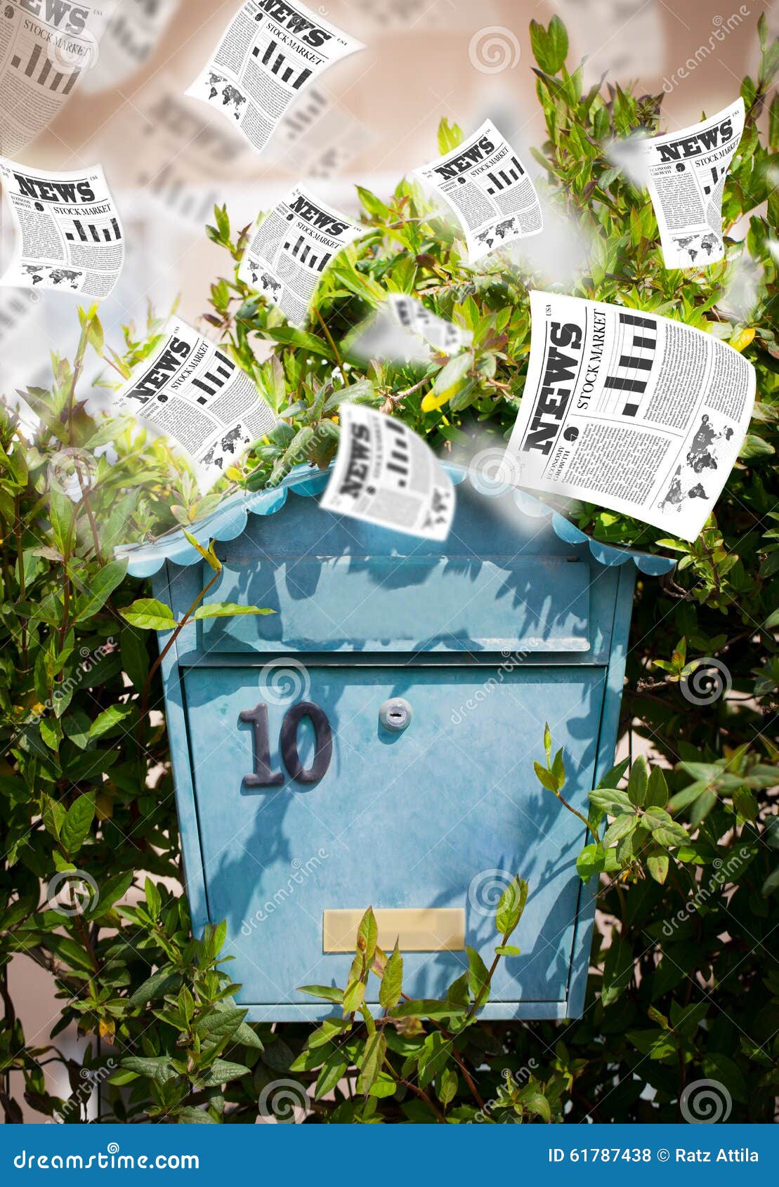 Post Box with daily Newspapers Flying Stock Photo - Image of news ...