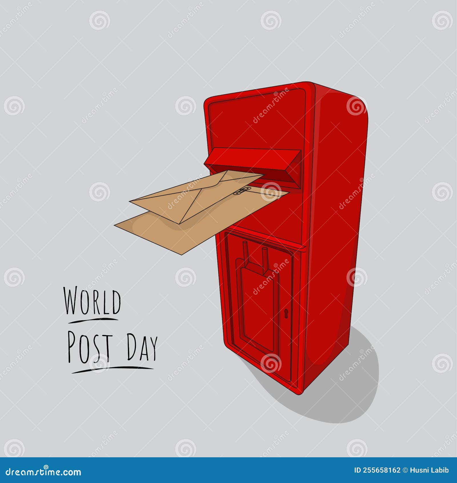 Post Box in Red Cartoon Design with the Envelope in the Box Design ...