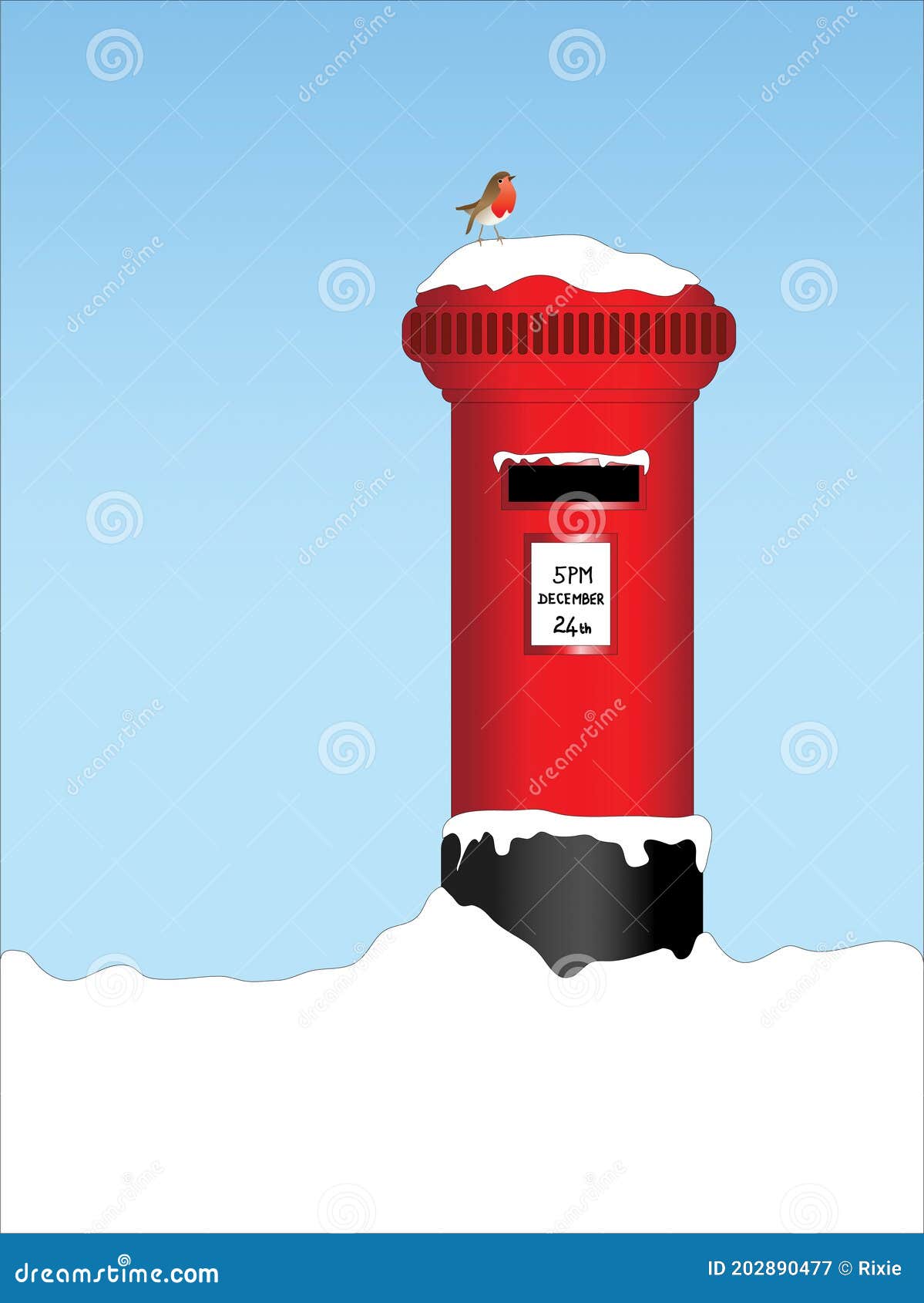 Post box with robin stock vector. Illustration of card - 202890477