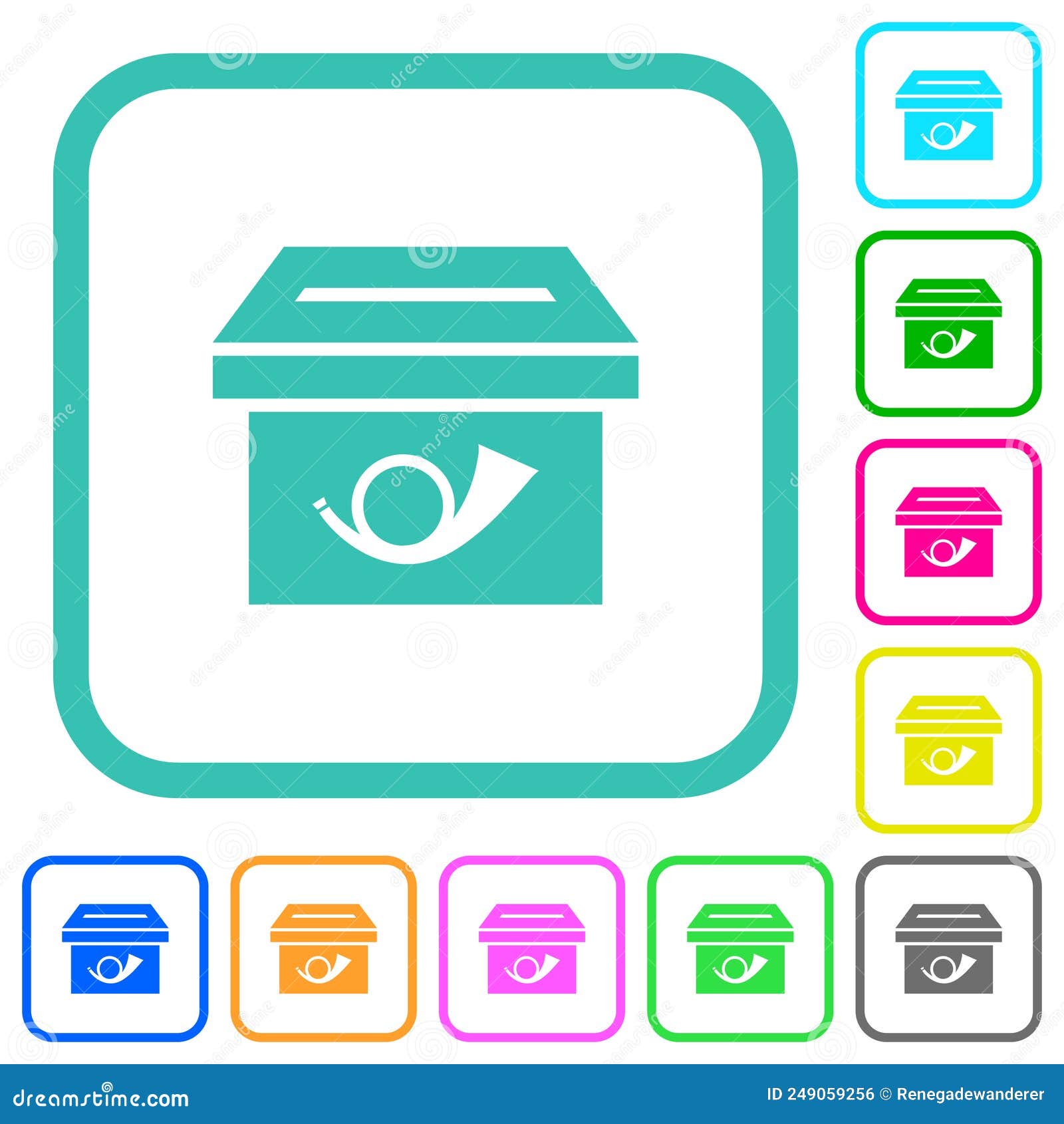 Post Box Solid Vivid Colored Flat Icons Stock Vector - Illustration of ...
