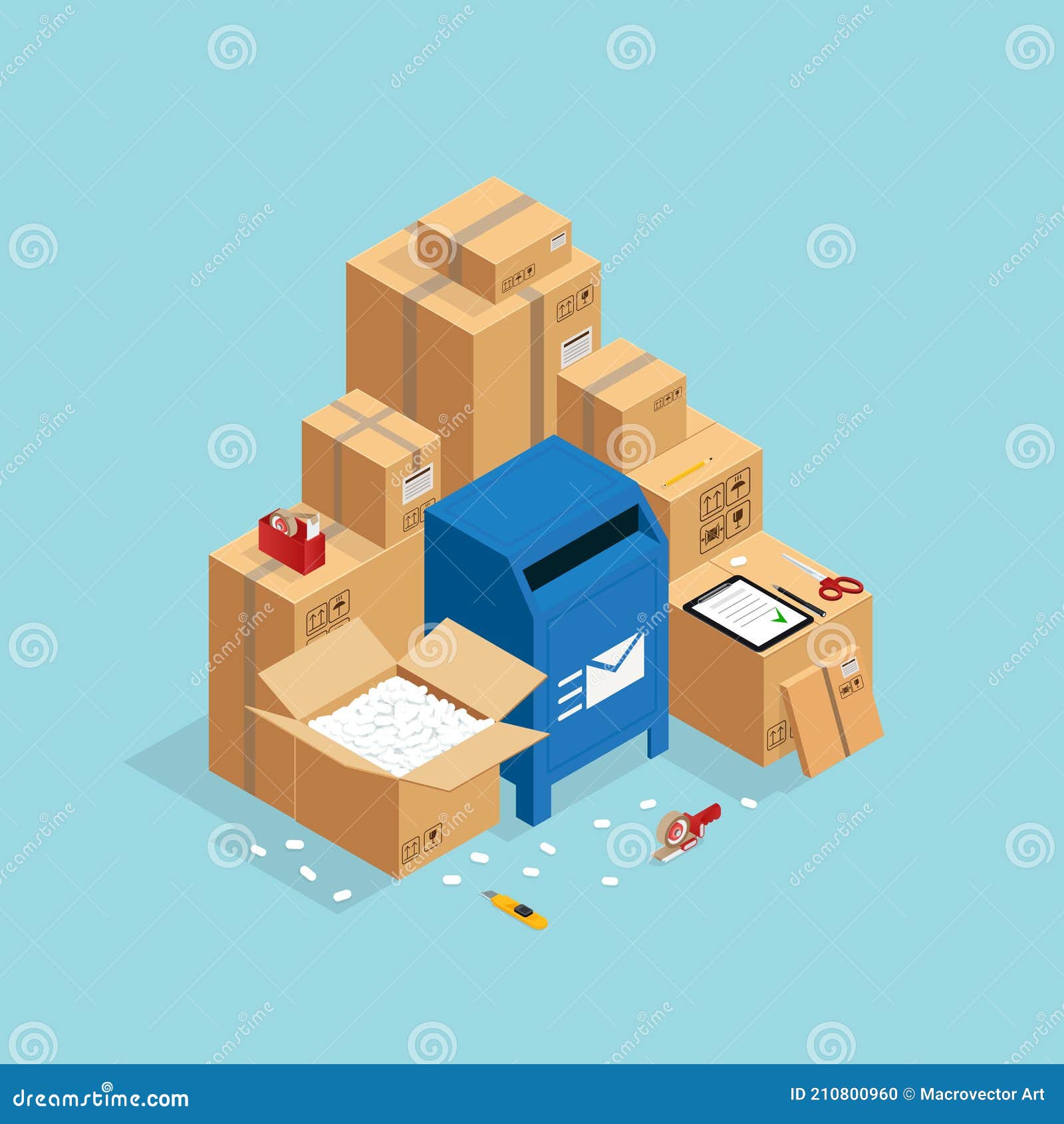Post Boxes Isometric Composition Stock Vector - Illustration of ...