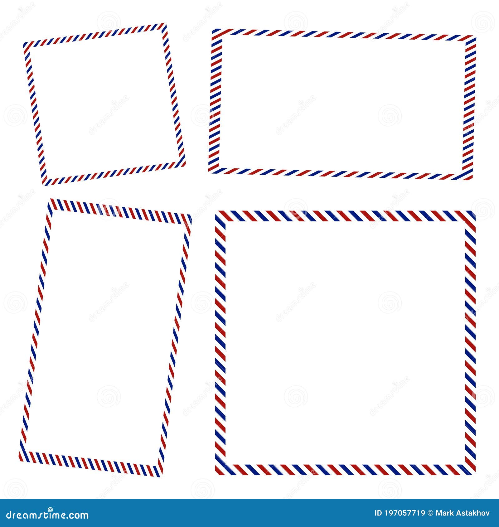 Post Card Red Blue Collection, Vector Envelope Set Stock Vector ...