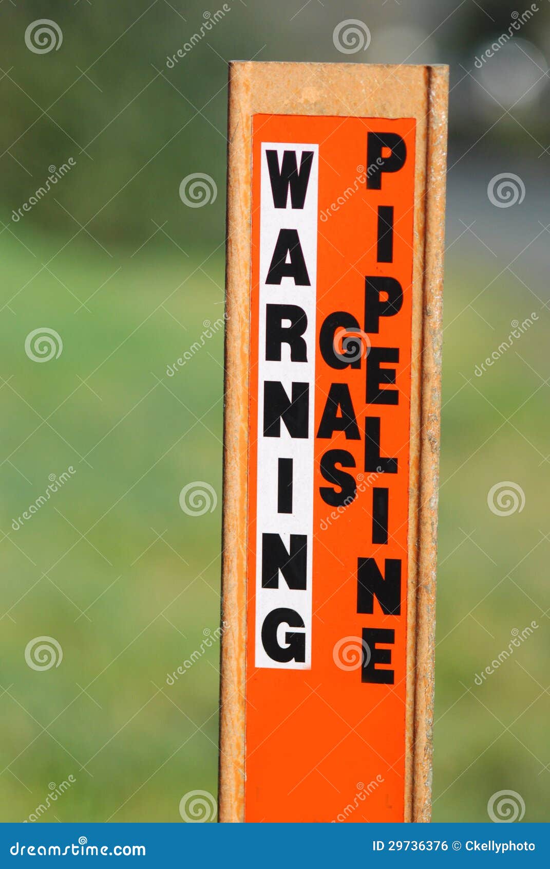 Gas Warning Caution Sign on Post Stock Photo - Image of pipeline ...