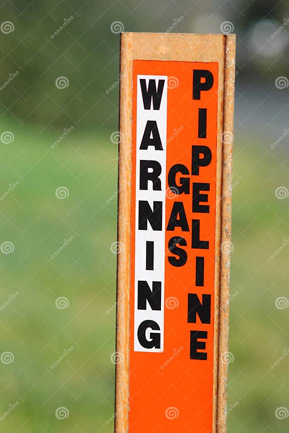 Gas Warning Caution Sign on Post Stock Photo - Image of pipeline ...