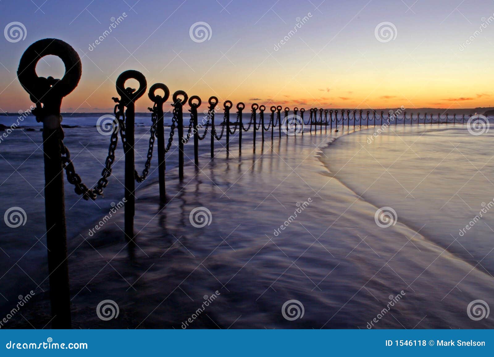 Post & Chains at Dusk stock photo. Image of moody - 1546118