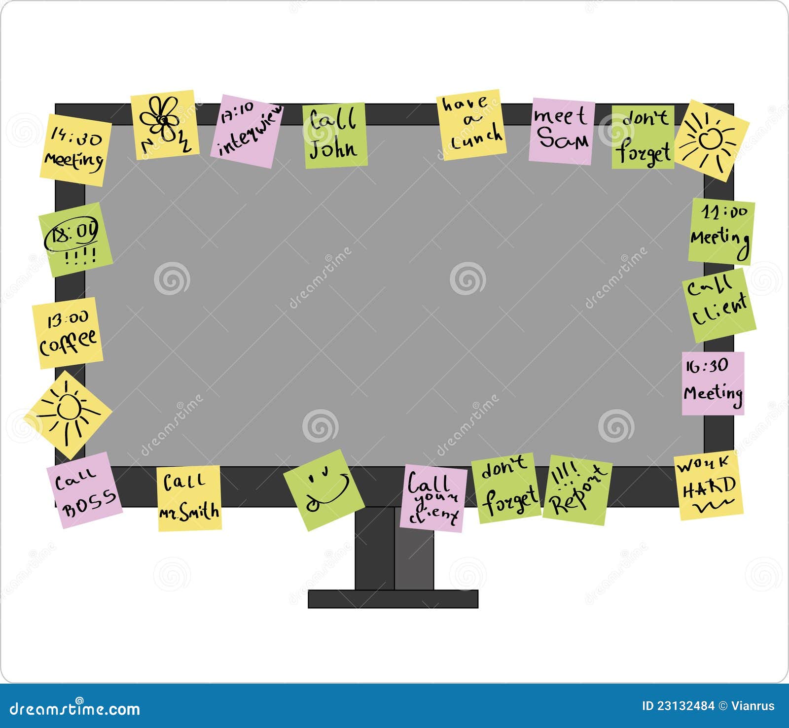 Post-it D'ordinateur Dans Le Vecteur Illustration de Vecteur ...