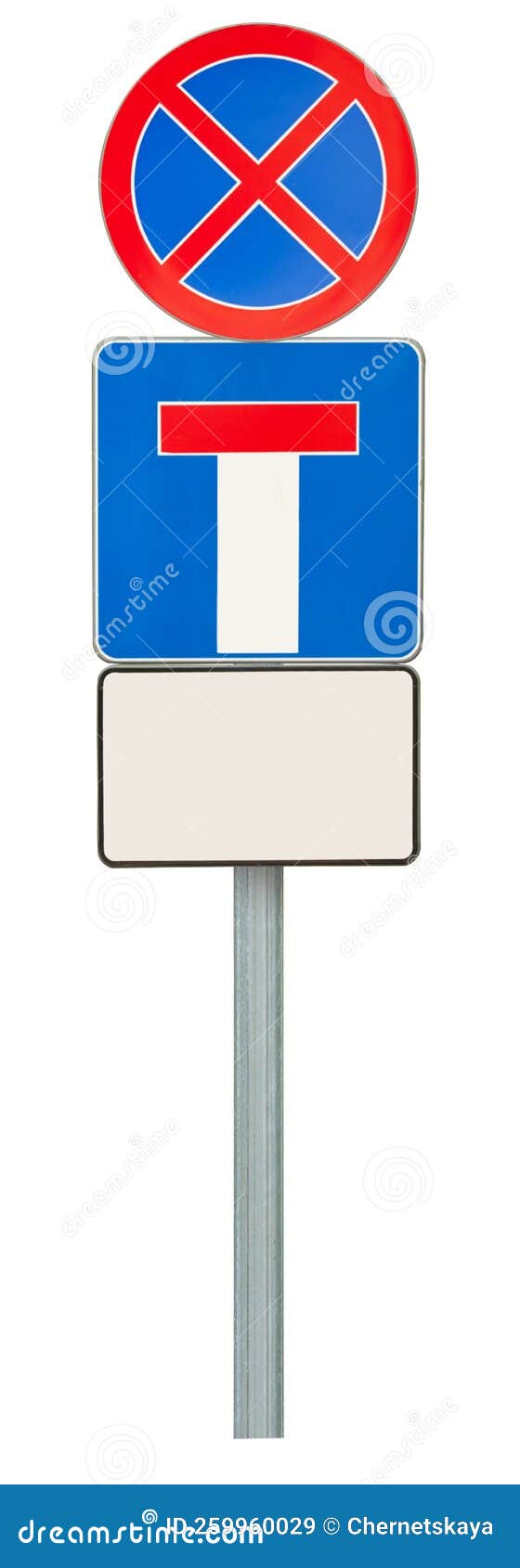 Post with Different Traffic Signs Isolated on White Stock Image - Image ...