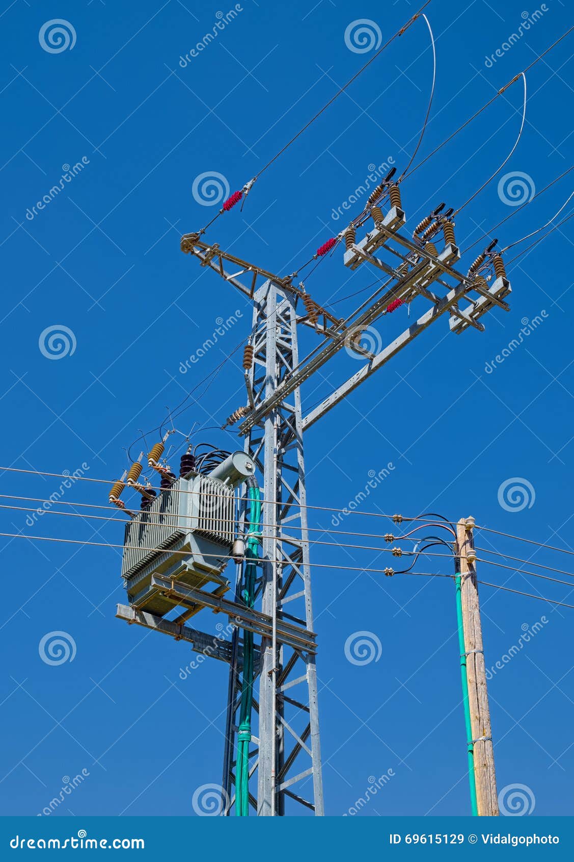 Post of Electric Power Distribution Stock Image - Image of voltage ...