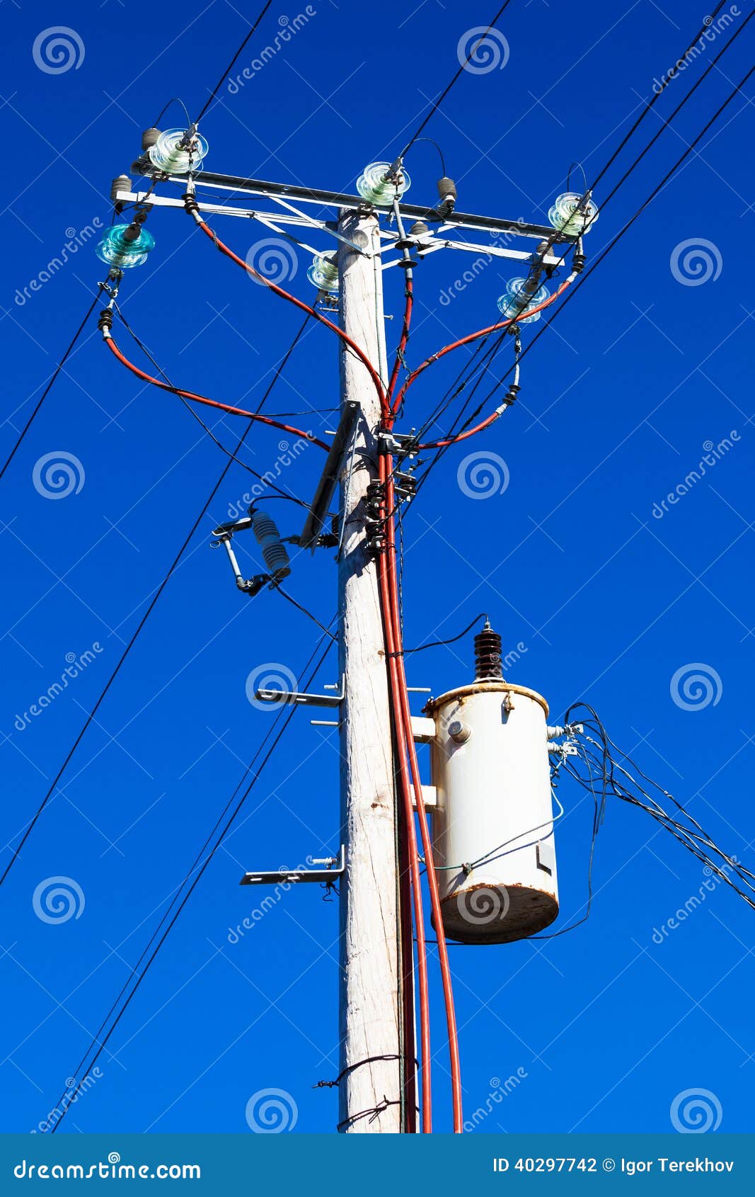 Post with electrical wires stock photo. Image of iron - 40297742