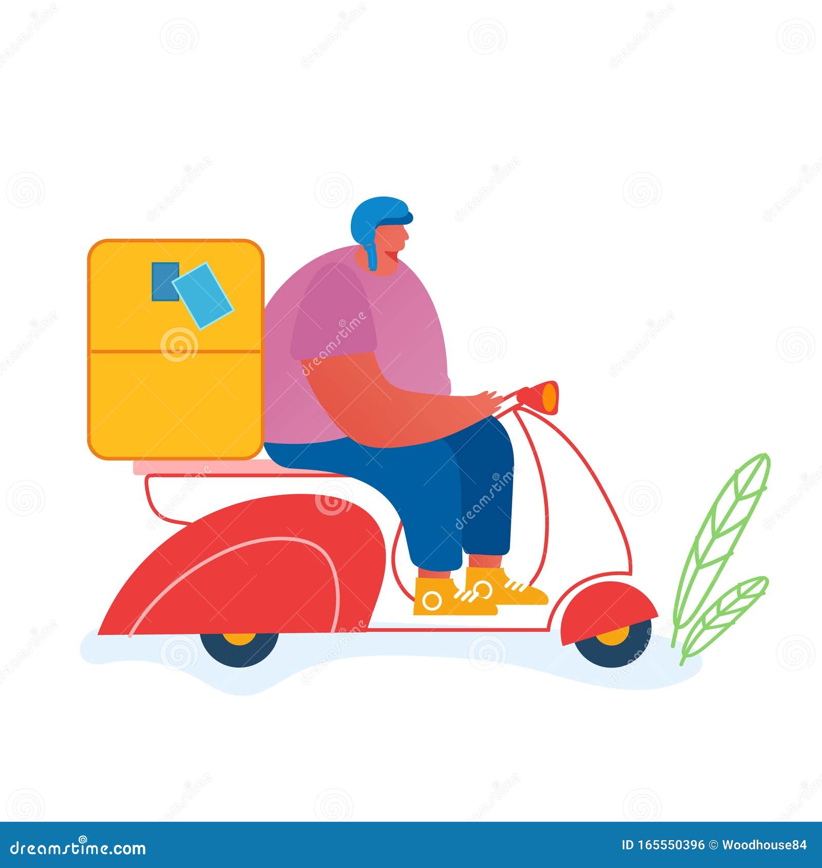 Post Express Delivery Service Concept Male Postman Character Wearing