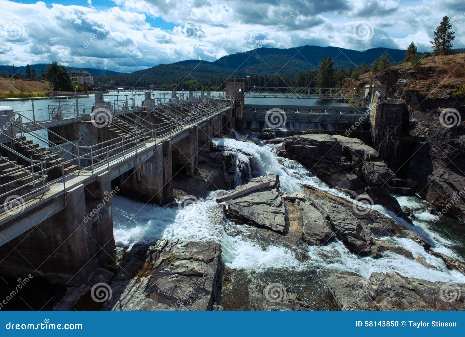 Post Falls Dam stock photo. Image of post, power, idaho - 58143850