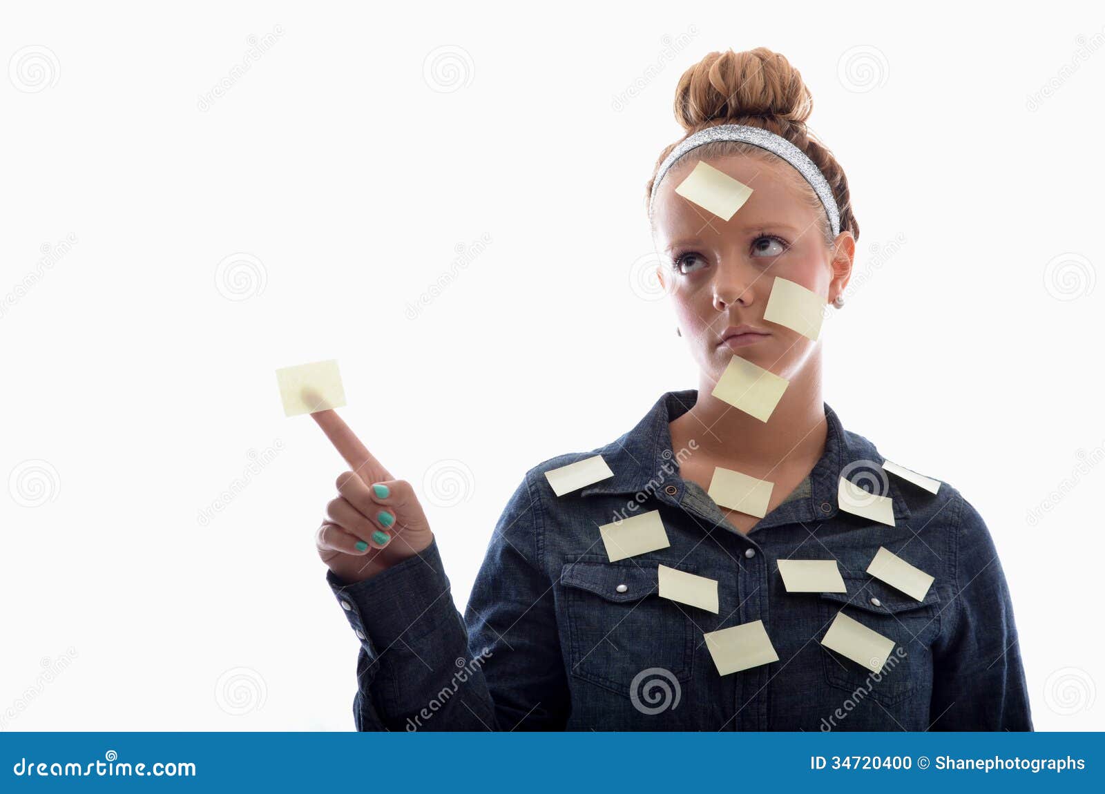 Post it girl stock photo. Image of small, pretty, backdrop - 34720400