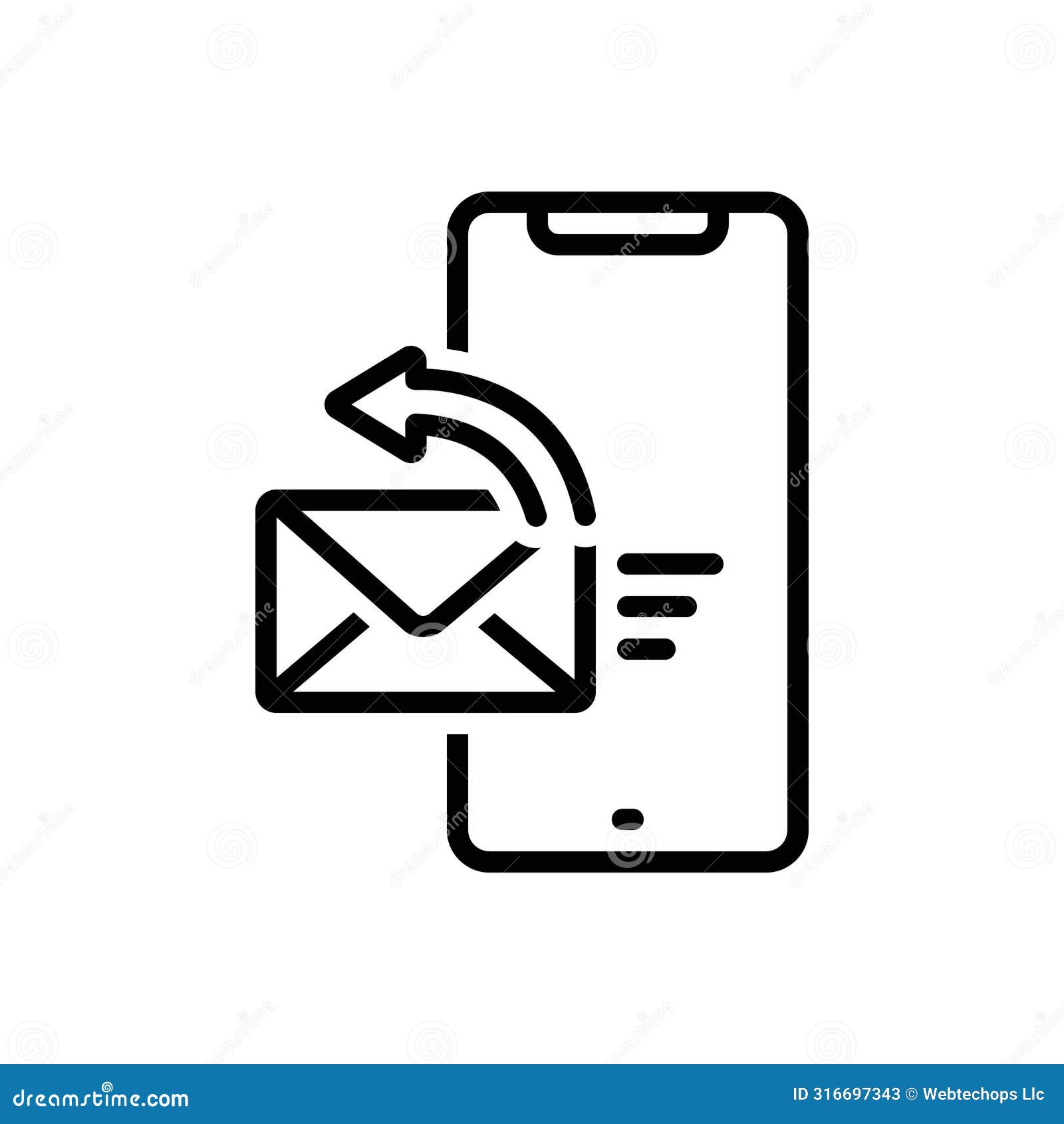 Black Line Icon for Post, Message and Email Stock Vector - Illustration ...