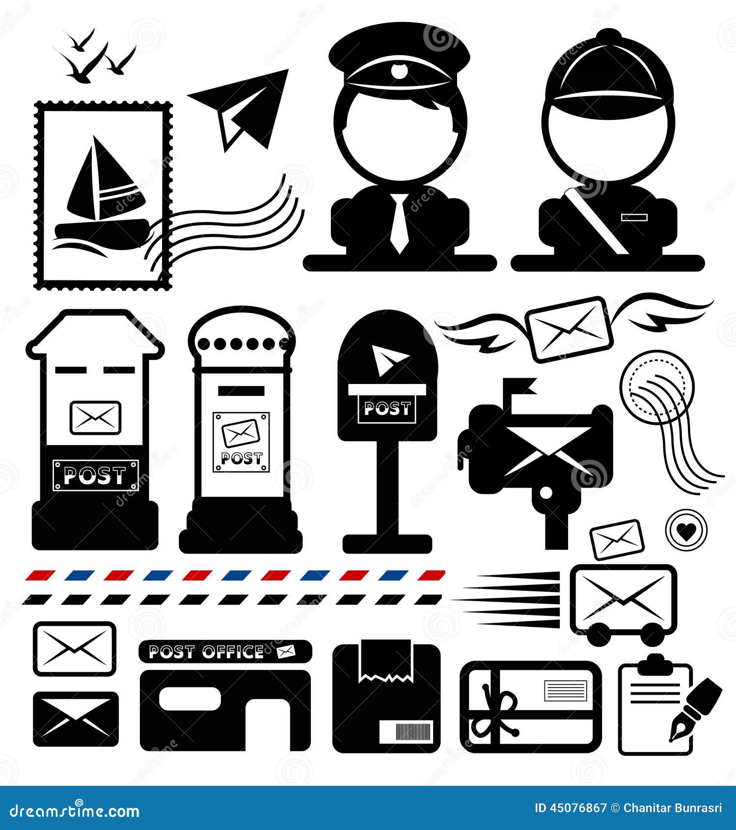 Post icon set. stock vector. Illustration of blank, concept - 45076867