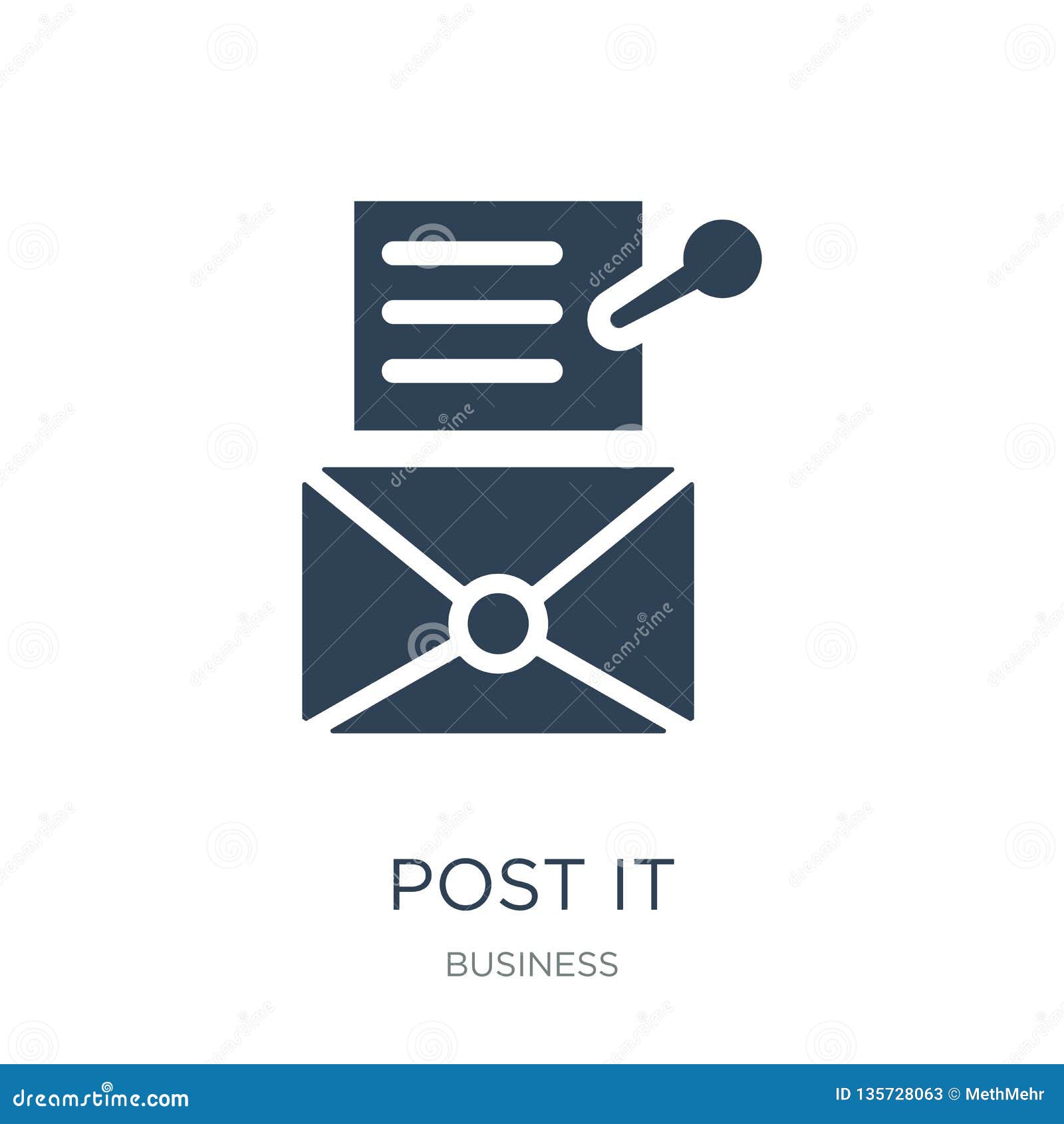 Post it Icon in Trendy Design Style. Post it Icon Isolated on White ...