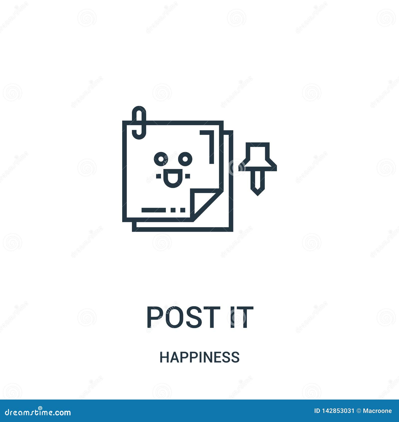 Post it Icon Vector from Happiness Collection. Thin Line Post it ...