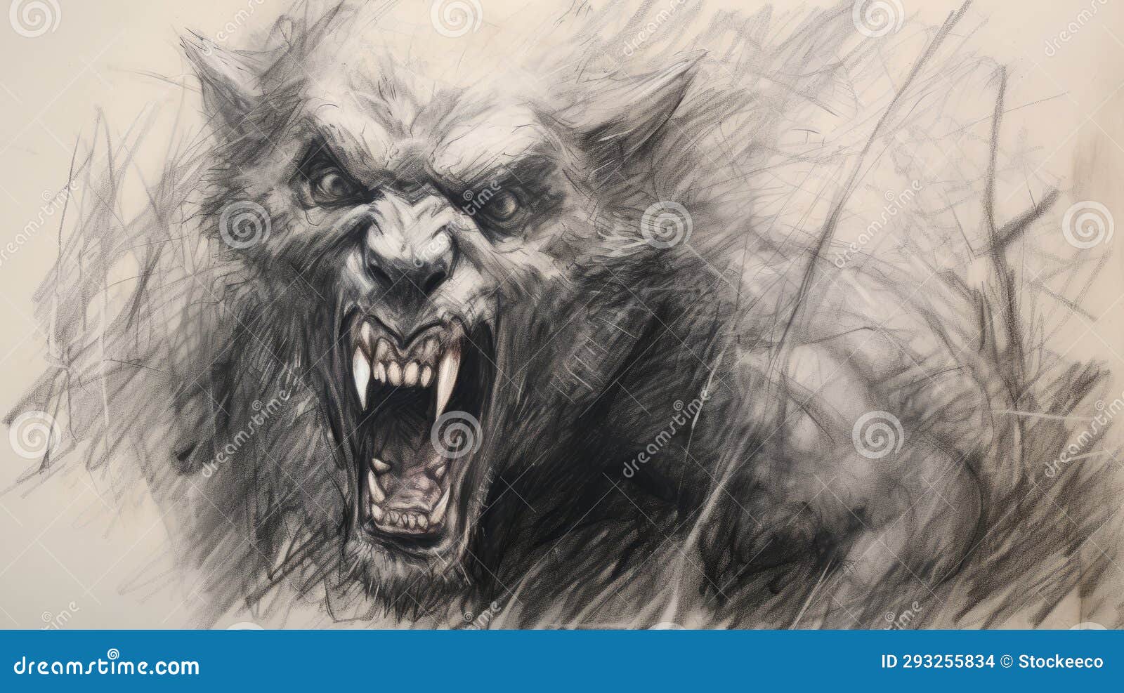 Post-impressionism Sketch of a Werewolf with Dramatic Realism Stock ...