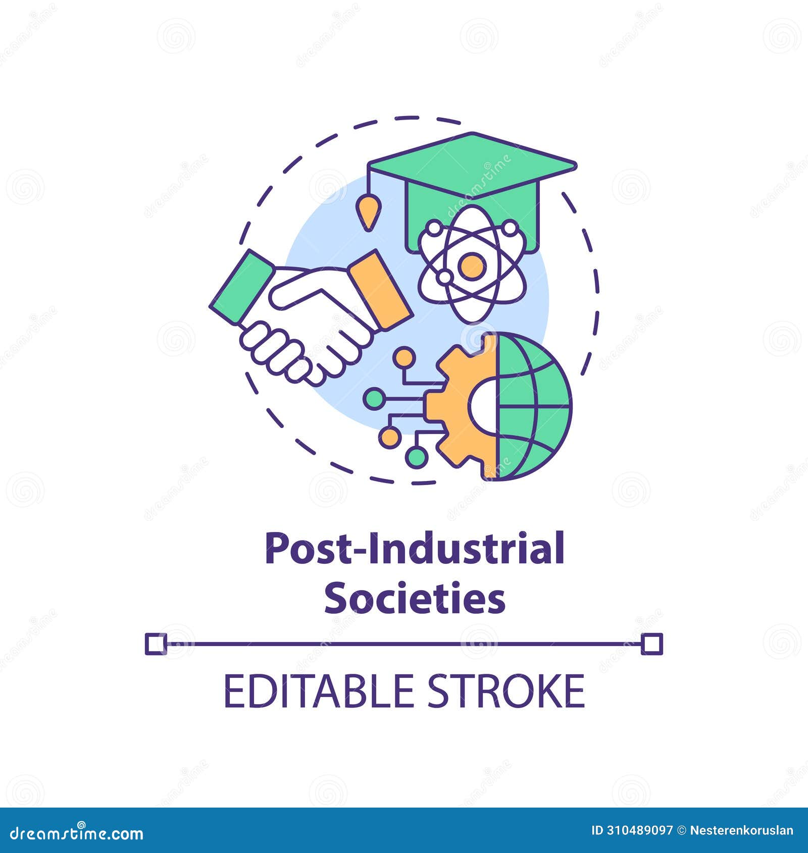 Post Industrial Societies Multi Color Concept Icon Stock Vector ...