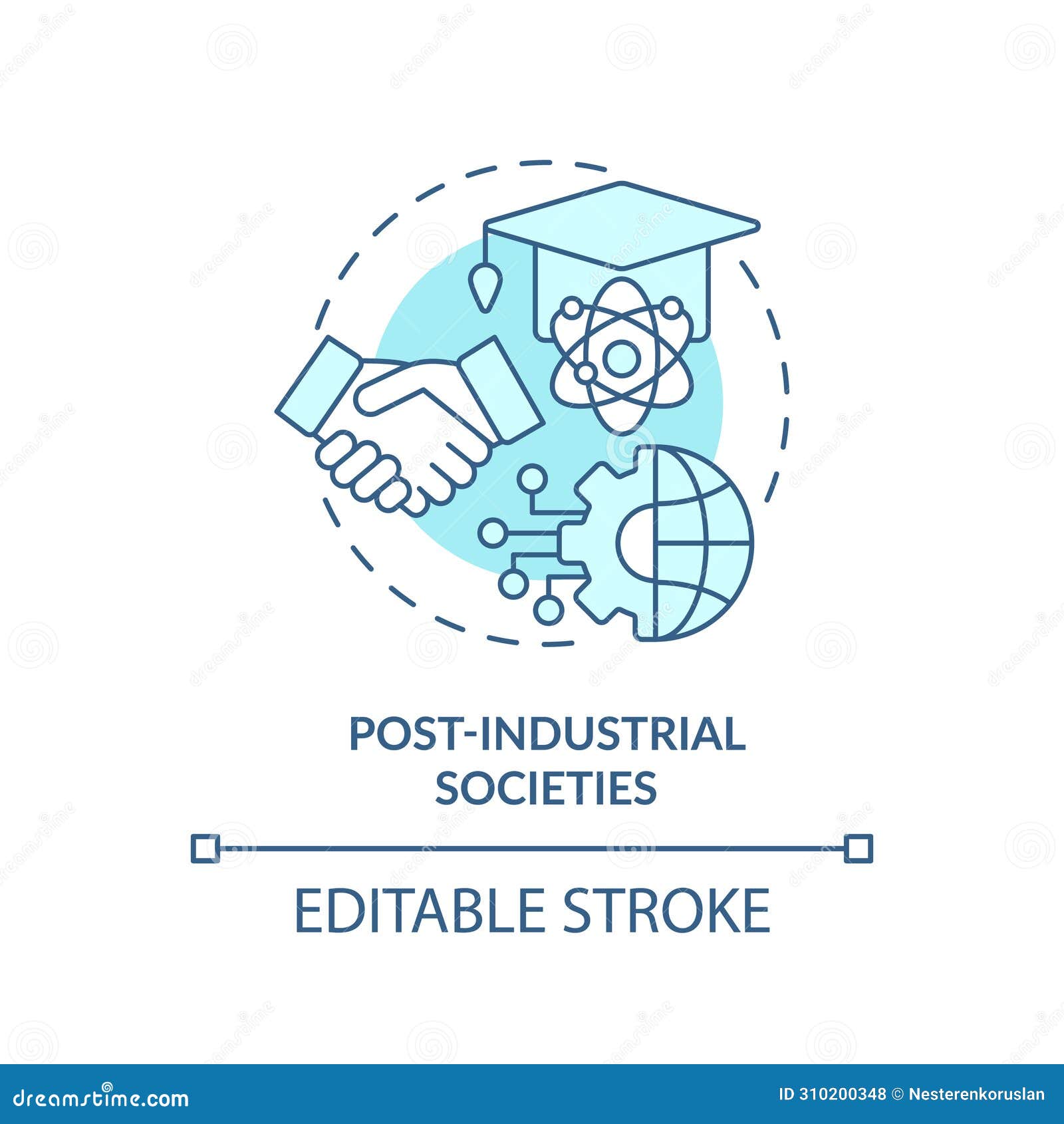 Post Industrial Societies Soft Blue Concept Icon Stock Vector ...