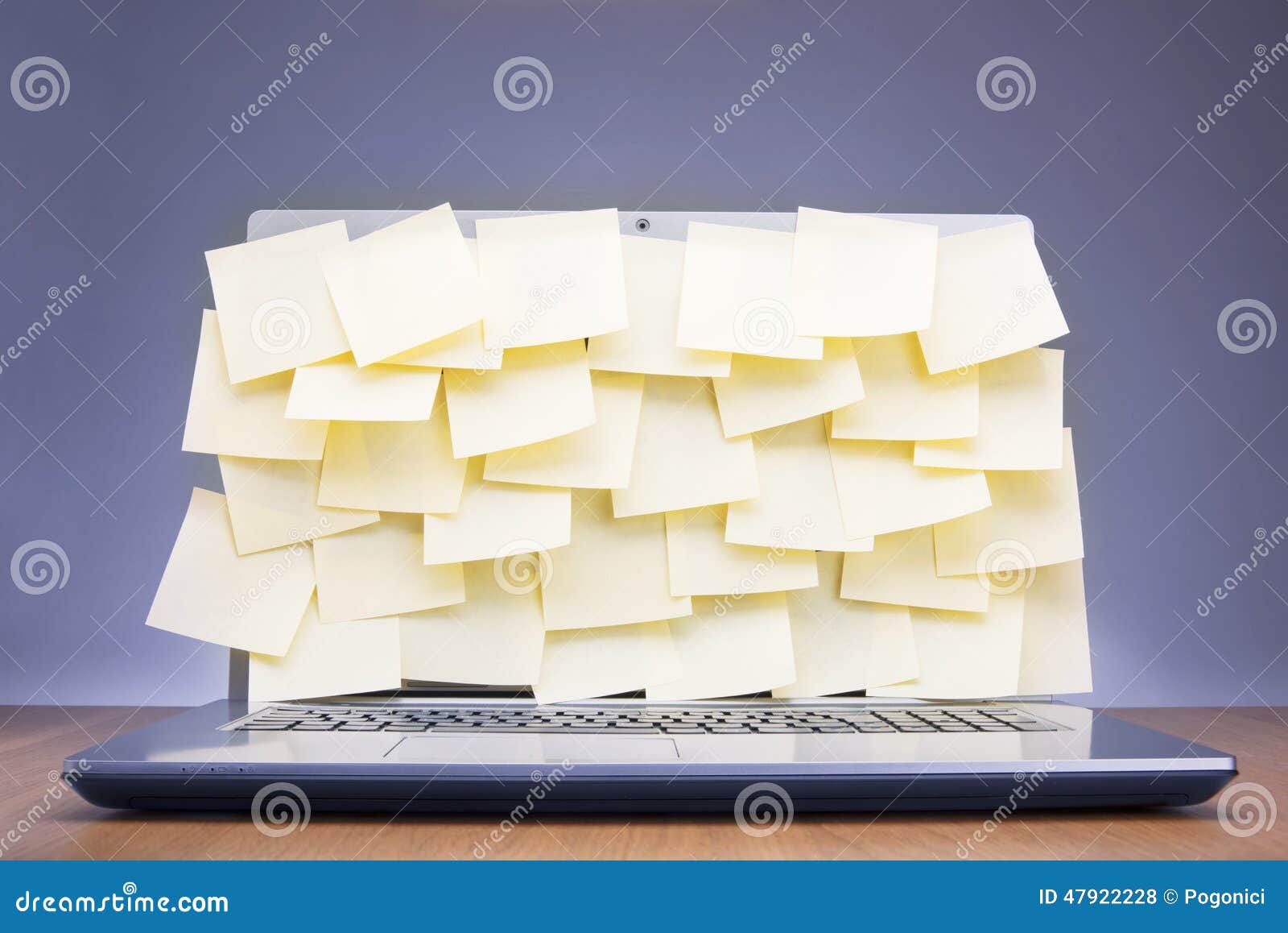 Post-its Attached To Laptop Stock Photo - Image of close, brainstorming ...