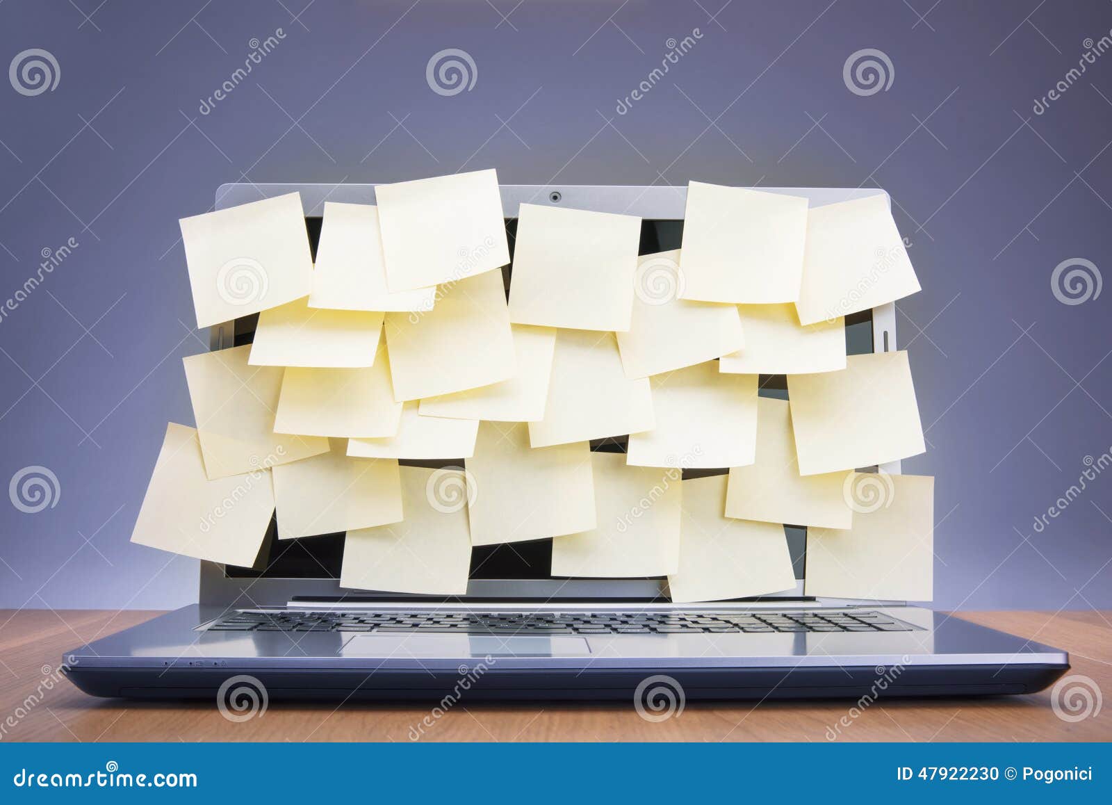 Post-its Attached To Laptop Stock Photo - Image of keyboard, corporate ...