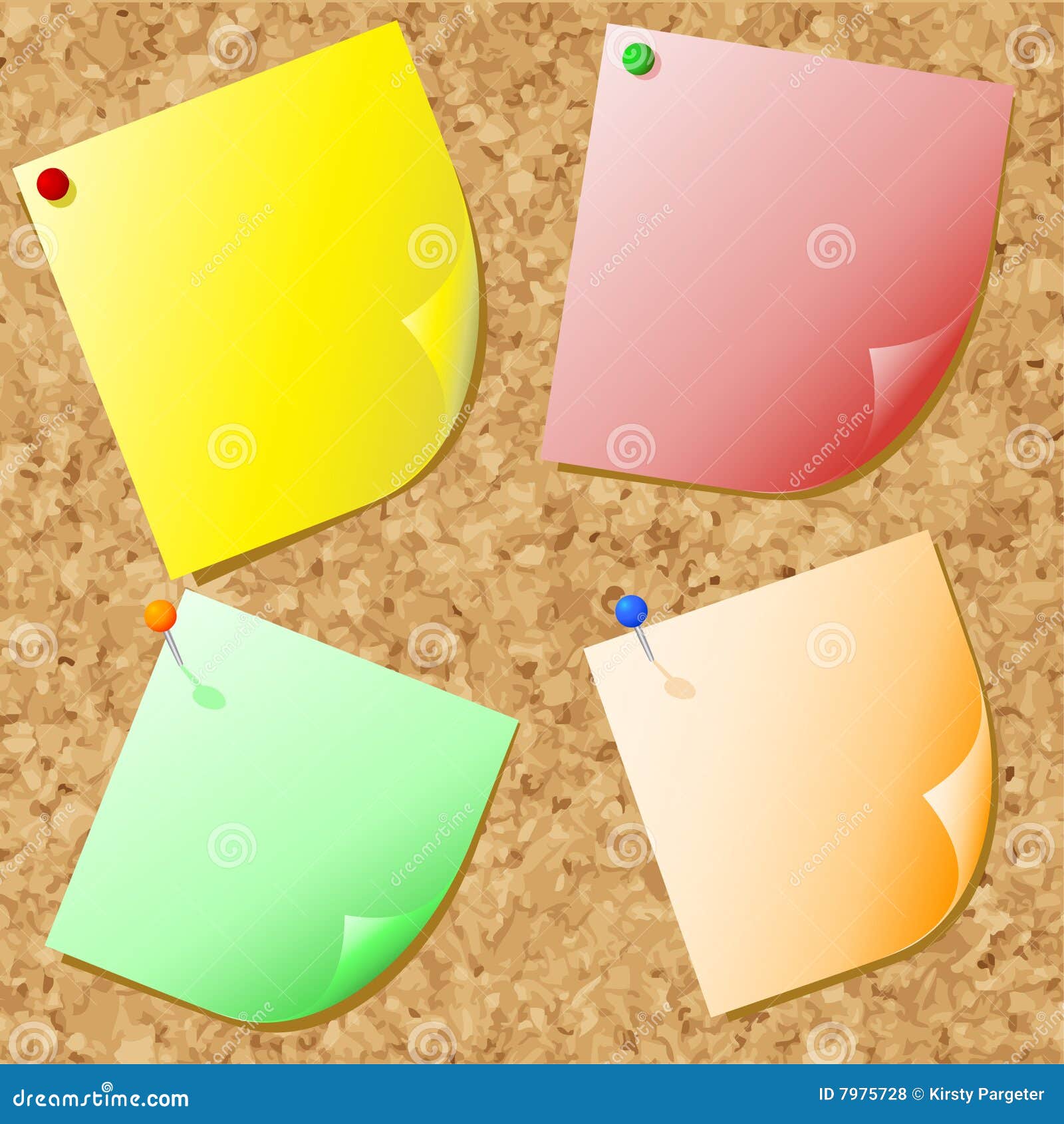 Post-its op cork vector illustratie. Illustration of vector - 7975728