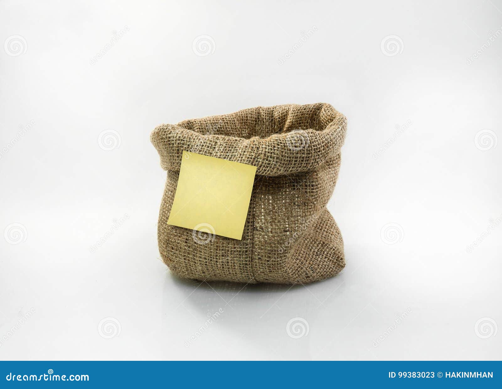 Post it Label on Burlap Sack Stock Image - Image of pouch, note: 99383023