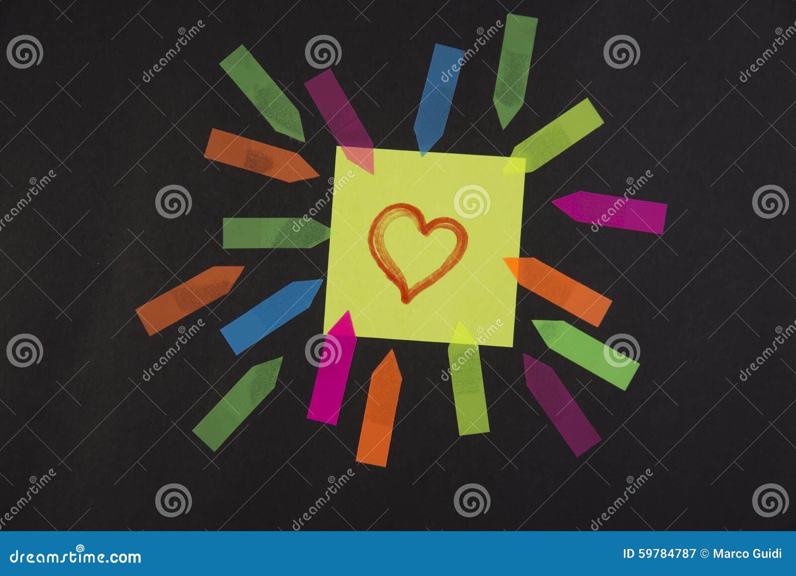 Post it love stock illustration. Illustration of reminders - 59784787