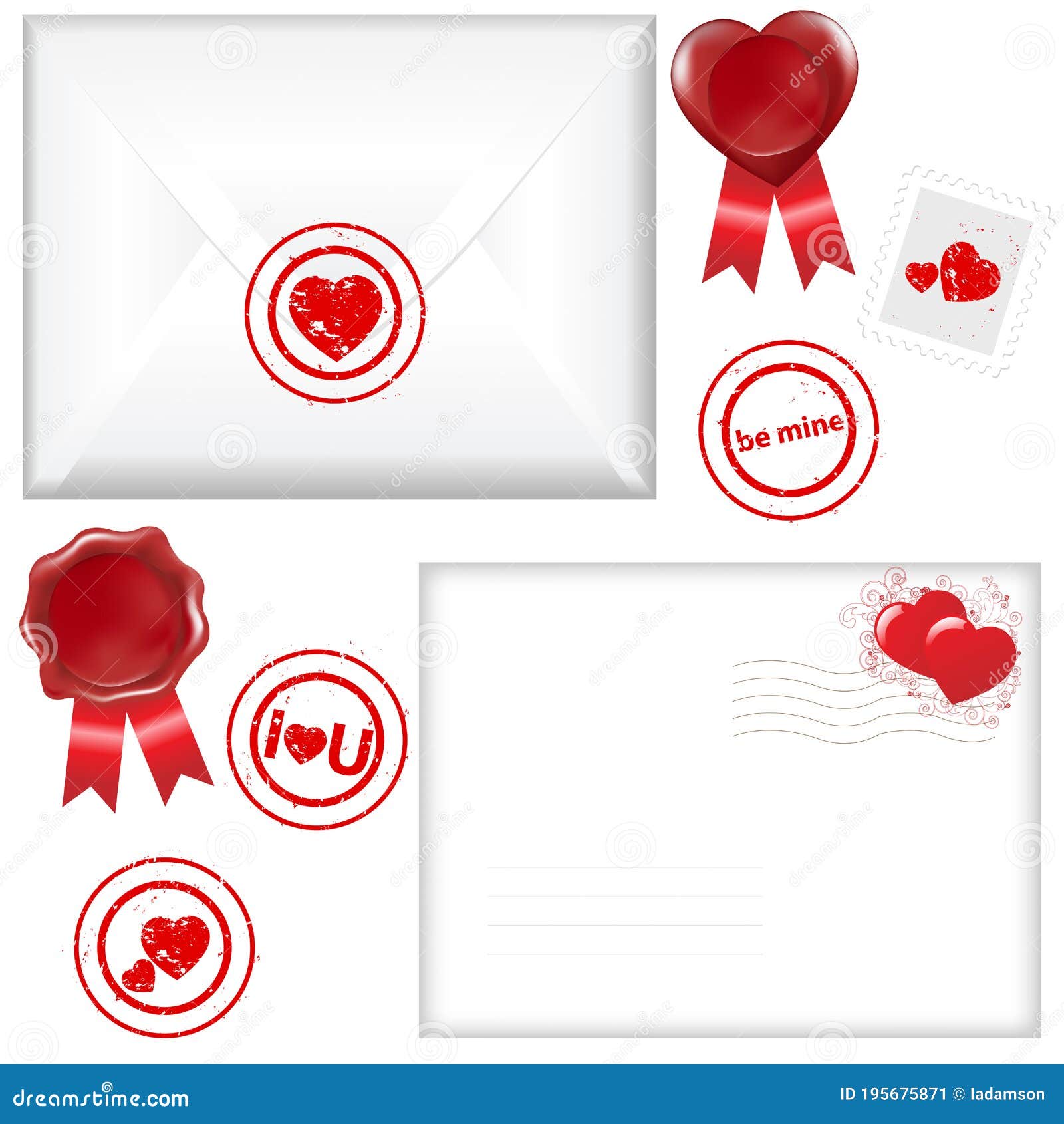 Post Love Set stock vector. Illustration of postal, lovers - 195675871