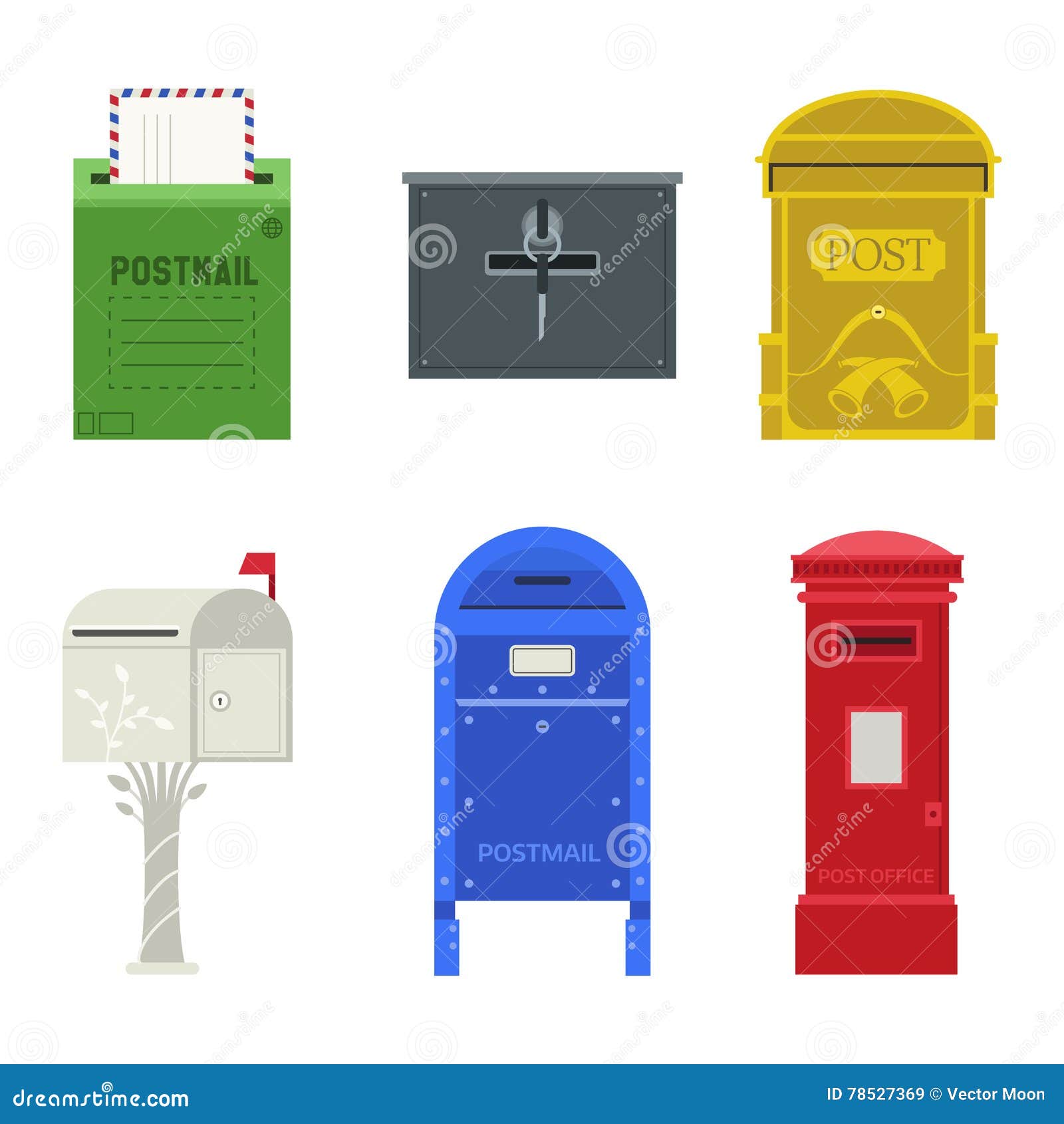 Post mail box vector set. stock vector. Illustration of paper - 78527369