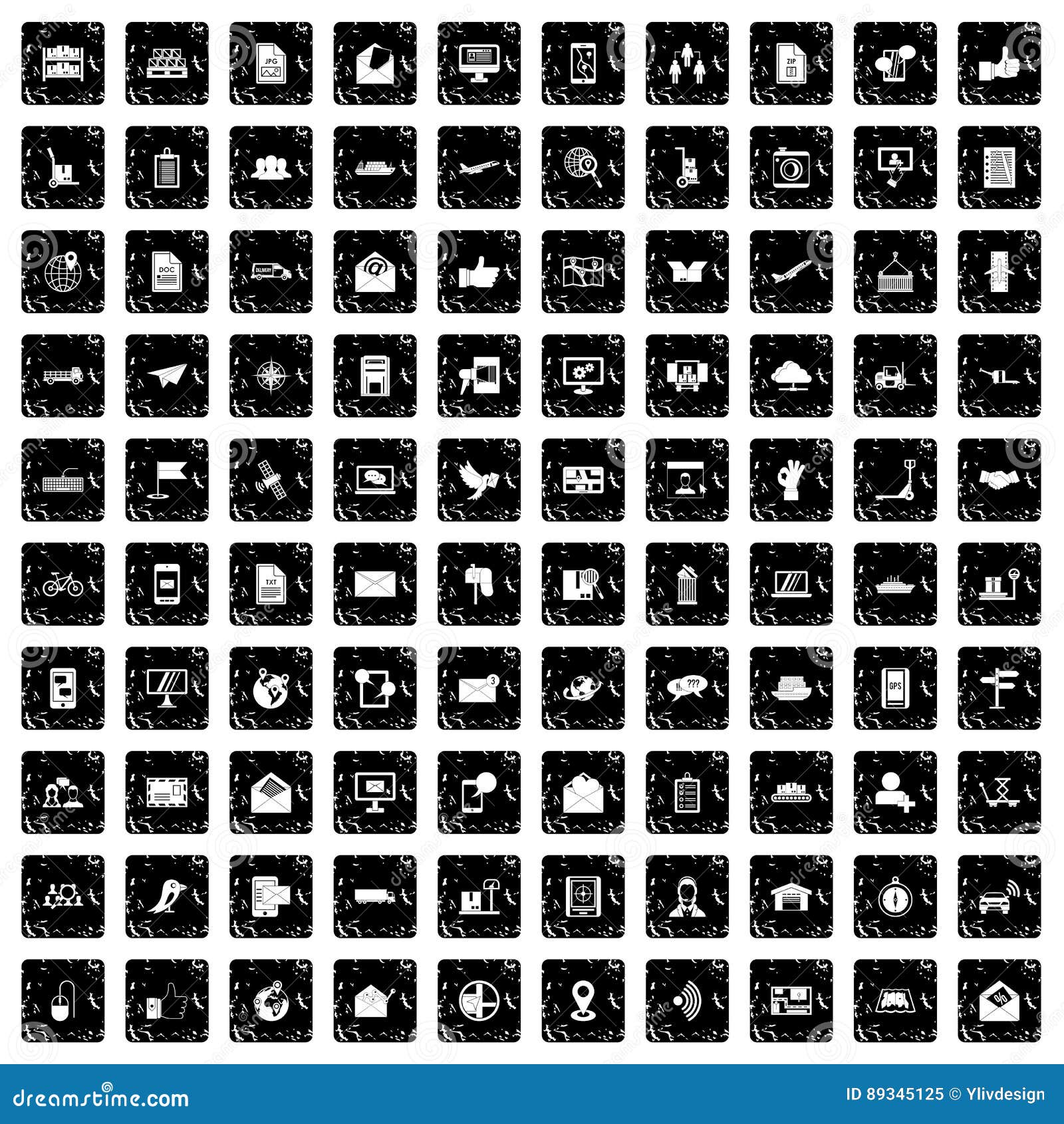 100 Post and Mail Icons Set, Grunge Style Stock Vector - Illustration ...