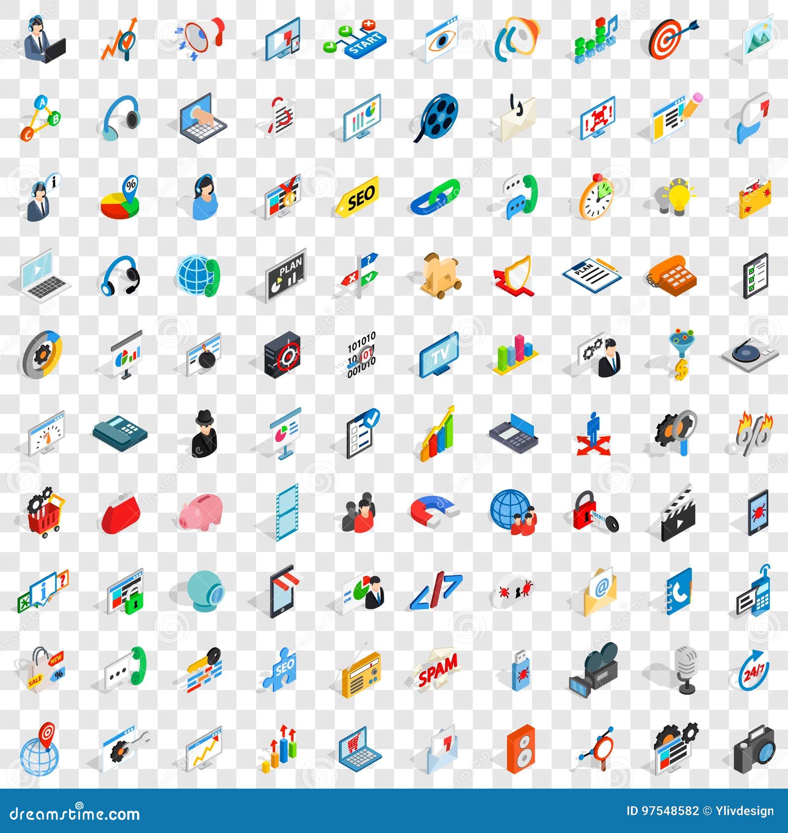 100 Post and Mail Icons Set, Isometric 3d Style Stock Vector ...