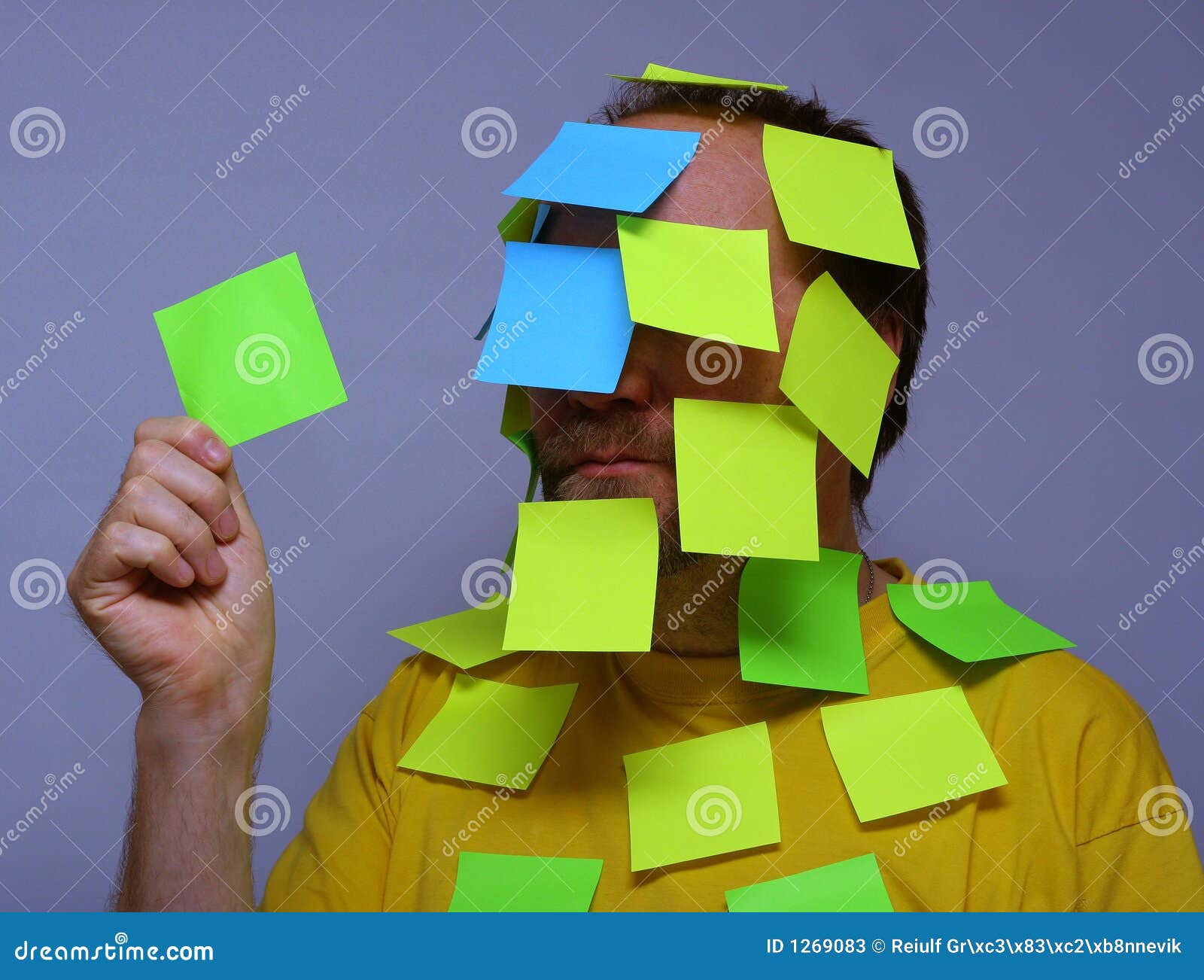 Post-it man stock illustration. Illustration of head, post - 1269083