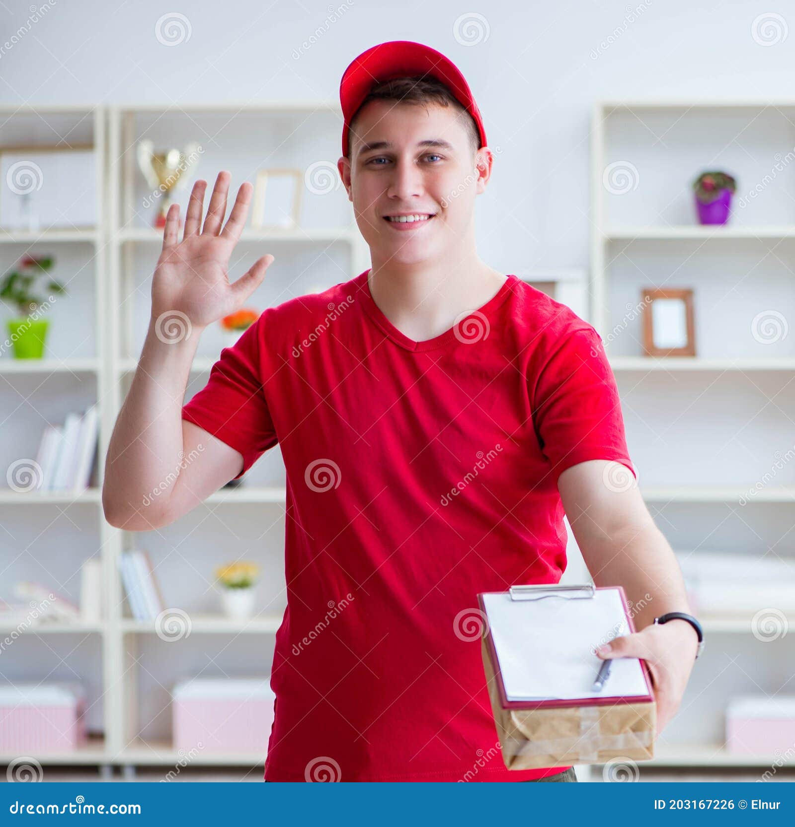 Post Man Delivering a Parcel Package Stock Photo - Image of logistics ...