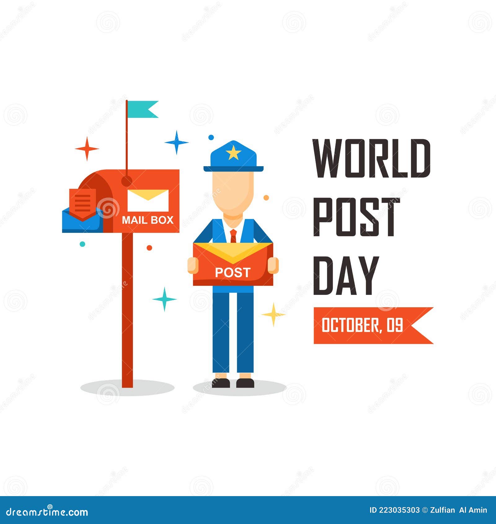 Post Man with His Mail Illustration. Stock Vector - Illustration of ...