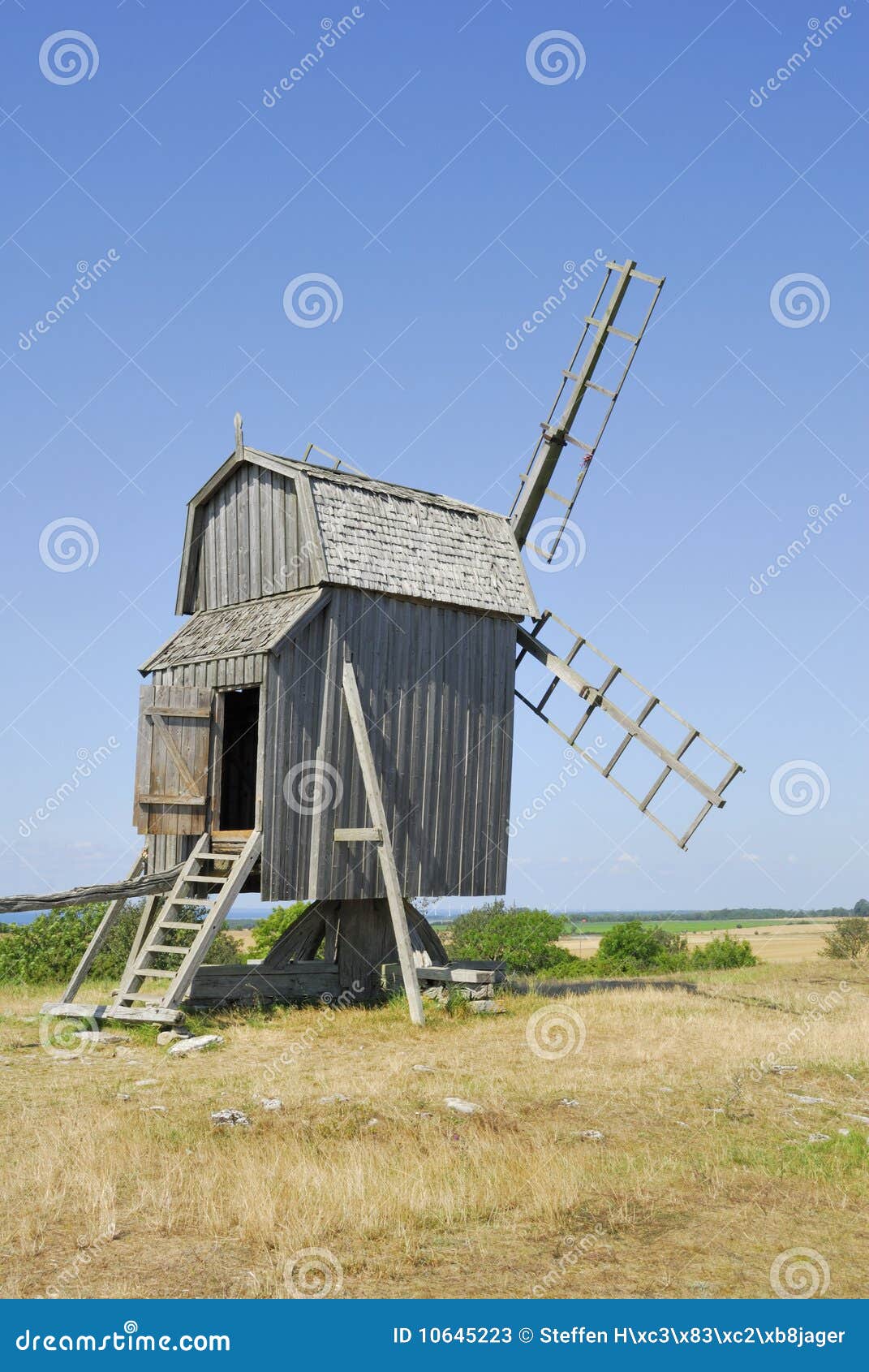 Post-mill stock image. Image of post, blue, sweden, historic - 10645223