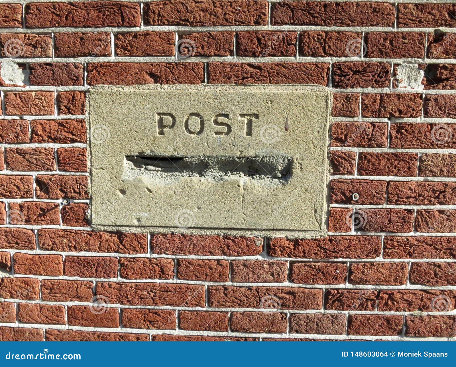 Post Mortem, Post Box or Mailbox Stopped Up with Cement in a Red Brick ...